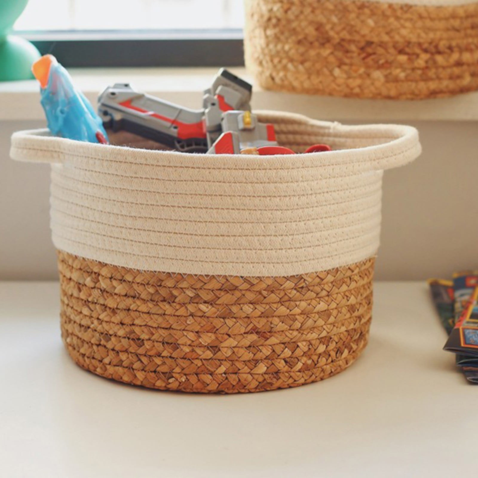 GDDTOY Seagrass Shelf Storage Baskets Decorative Rope Design Versatile ...