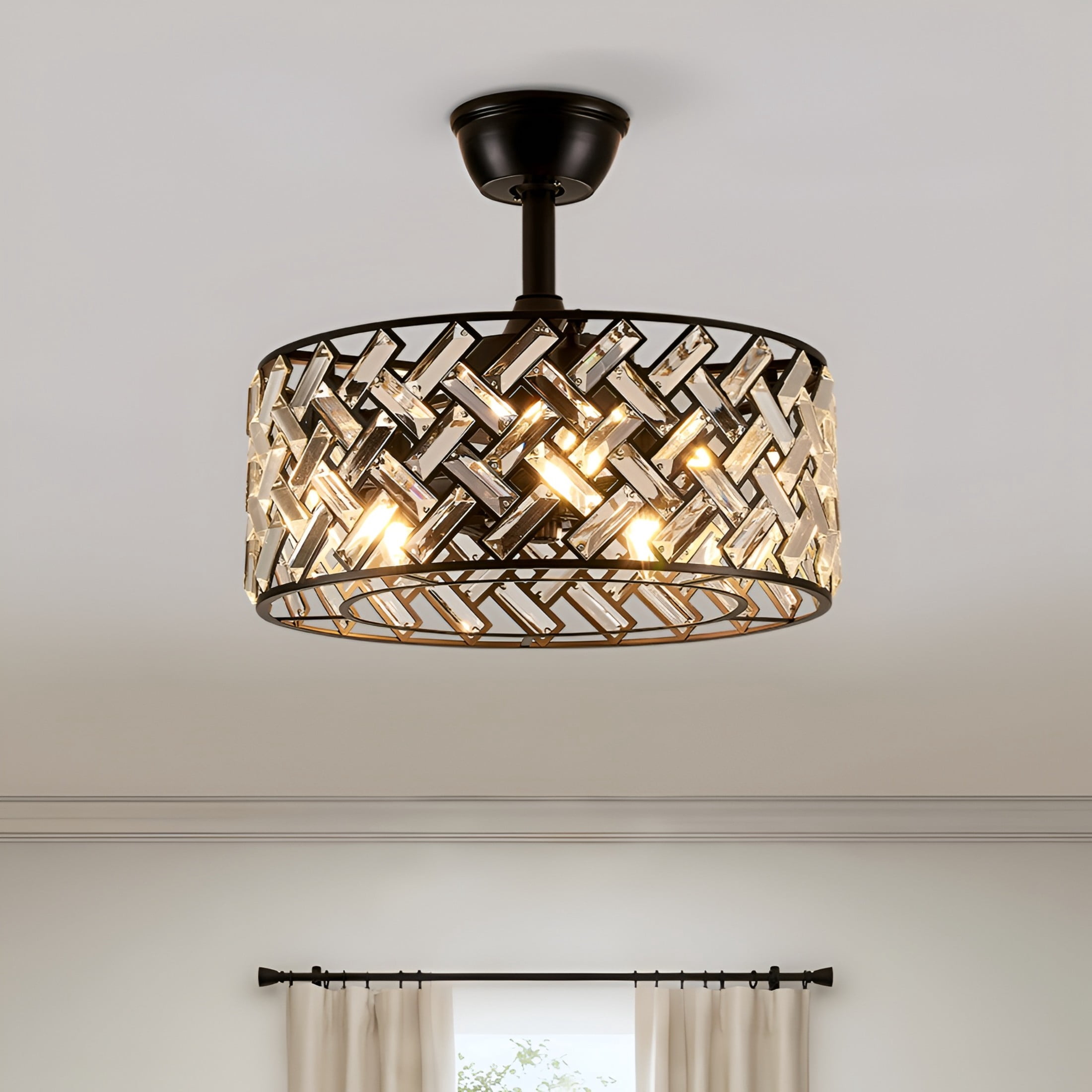 GDF Studio 18" Crystal Cage Ceiling Fan with 5-Light E12 Base ...
