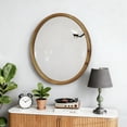 GDF Studio 23.62" Round Wood Framed Wall Mirror, Mid-Century Modern ...