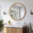 GDF Studio 23.62" Round Woven Rattan Wall Mirror, Rustic Modern Accent ...