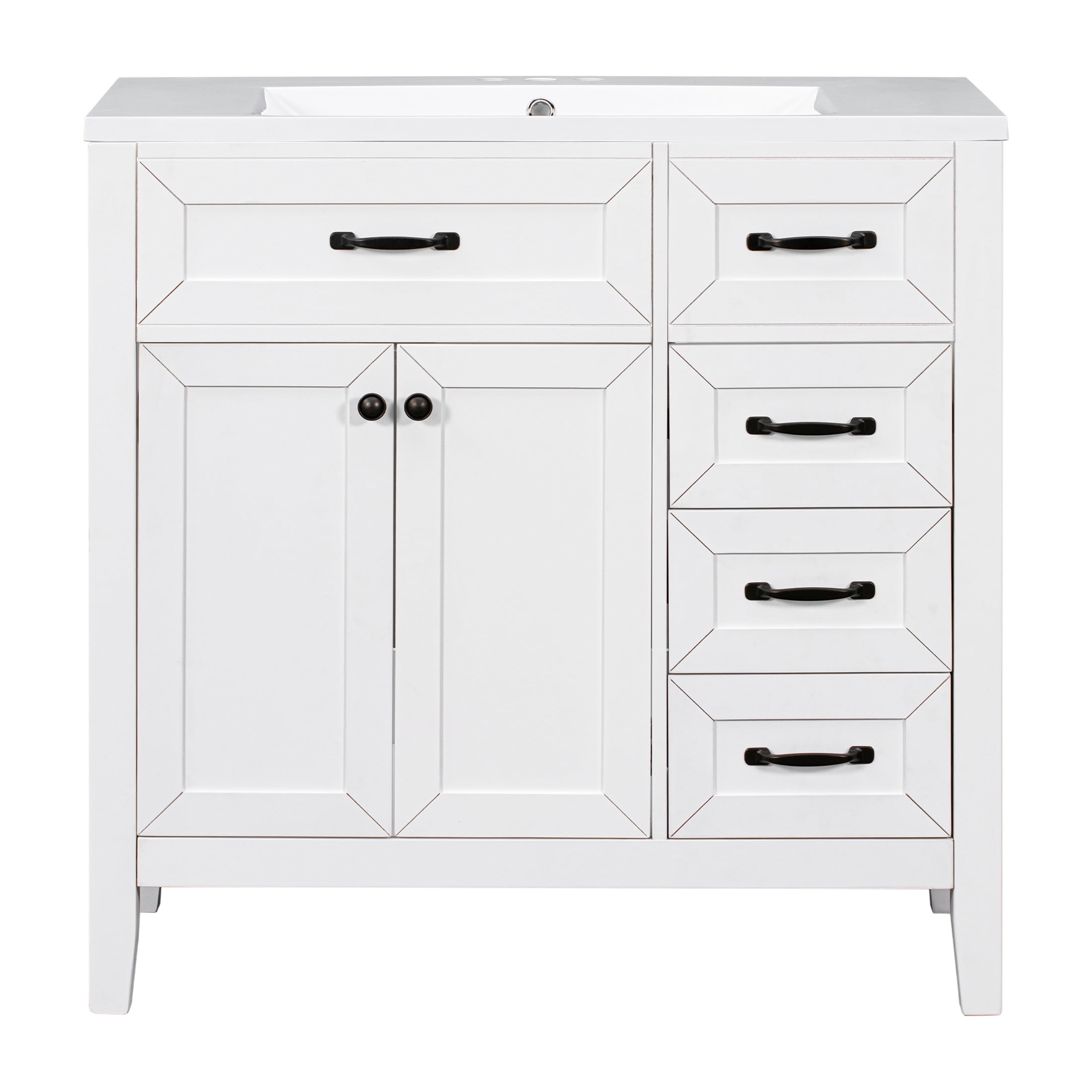 GDF Studio 36" Bathroom Vanity Base Only, Freestanding Cabinet with ...