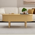 GDF Studio 40" Fluted Lift Top Coffee Table, Oval Wooden Center Table ...
