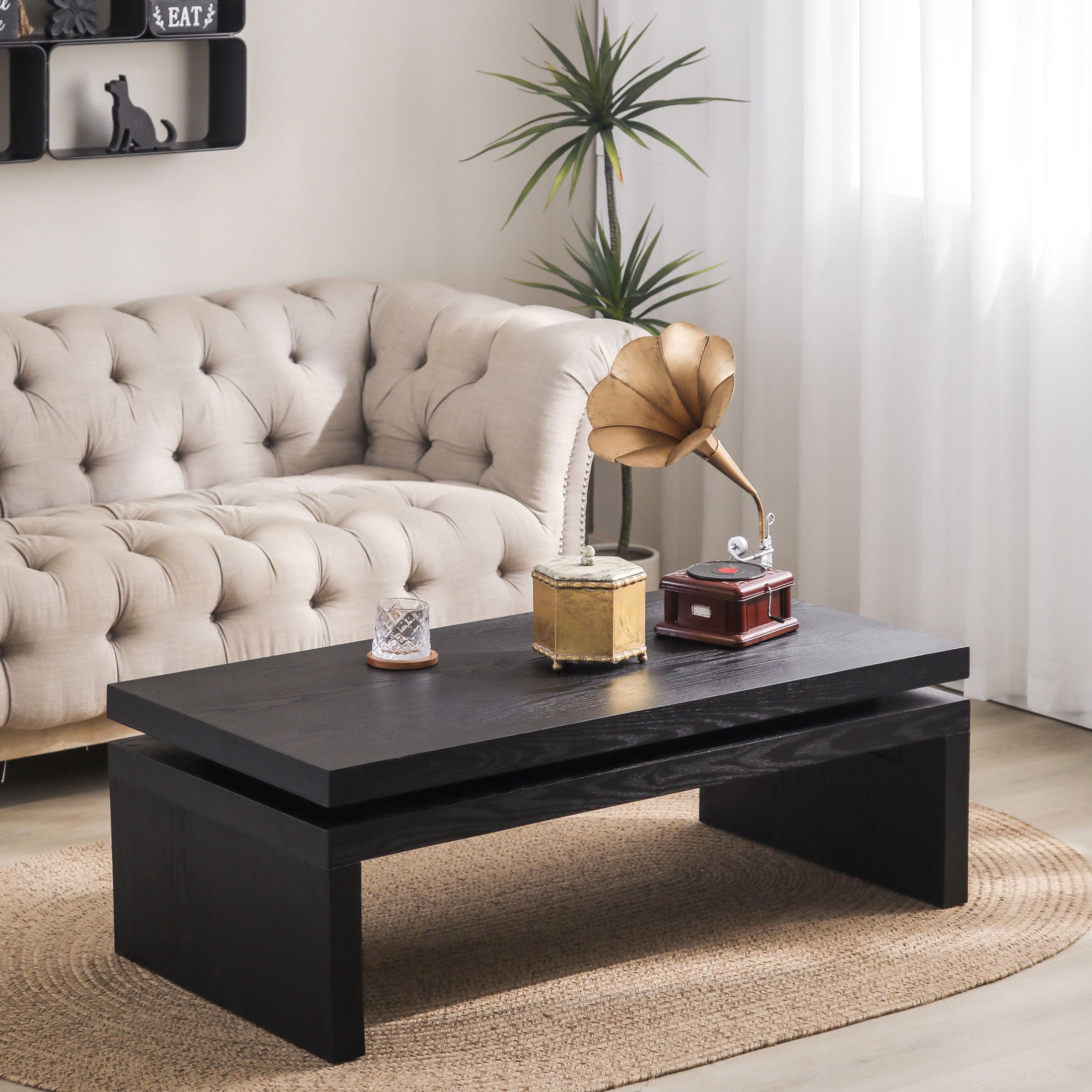 GDF Studio 47.6" Rectangular Coffee Table with Floating Top Design ...
