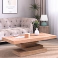 GDF Studio 47.6" Rustic Rectangular Coffee Table with Block Pedestal ...