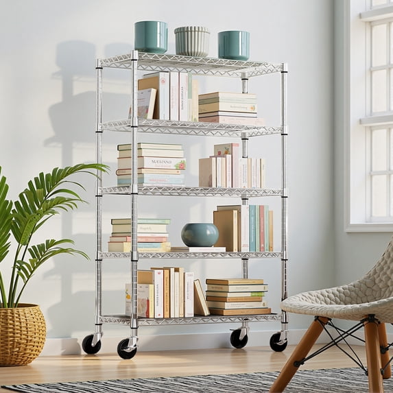 GDF Studio 5-Tier Heavy Duty Wire Shelving Unit, Adjustable Storage ...