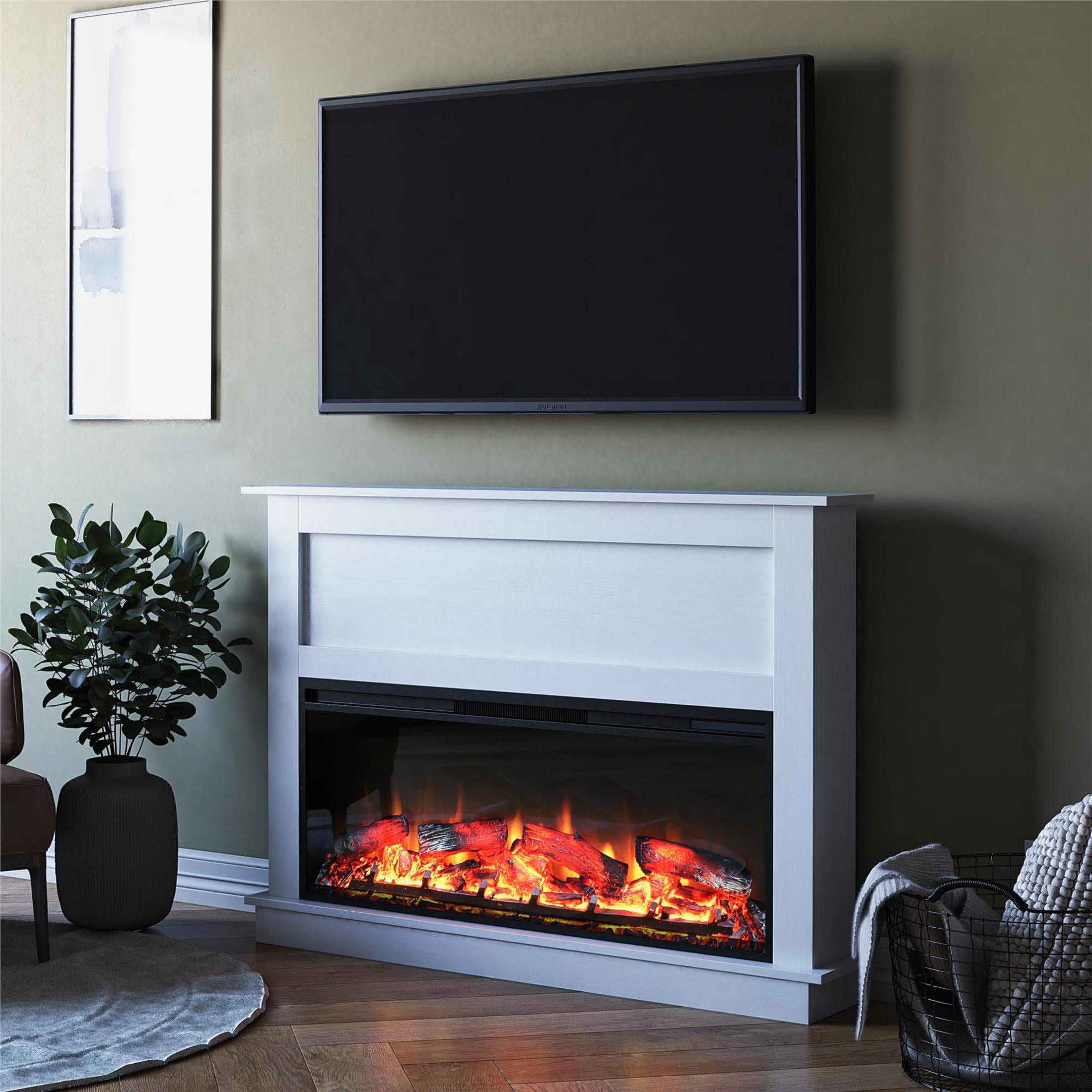 GDF Studio 50.1" Electric Fireplace Insert with Mantel and Remote Control, Freestanding Heater ...