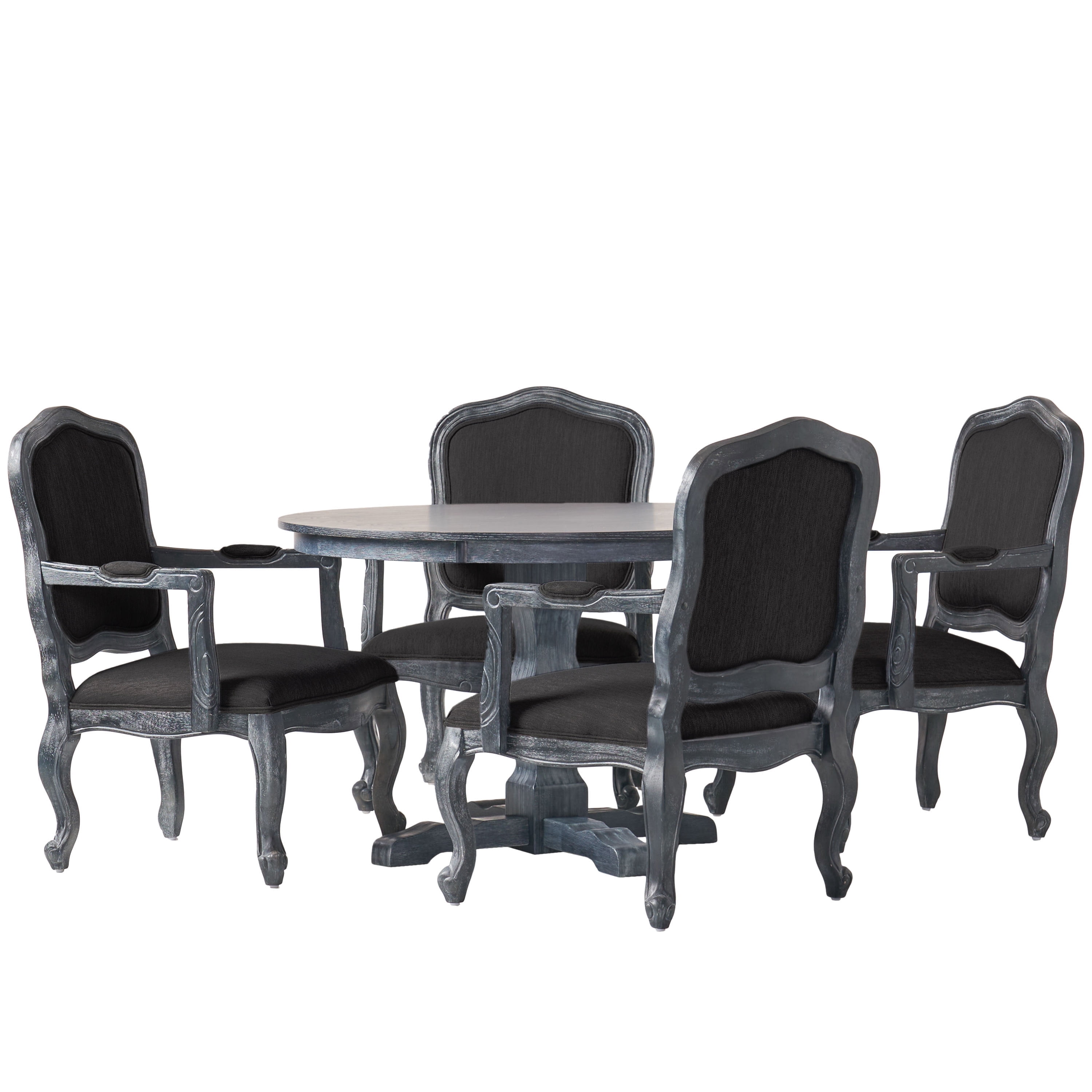 GDF Studio Absaroka French Country Fabric Upholstered Wood 5 Piece ...