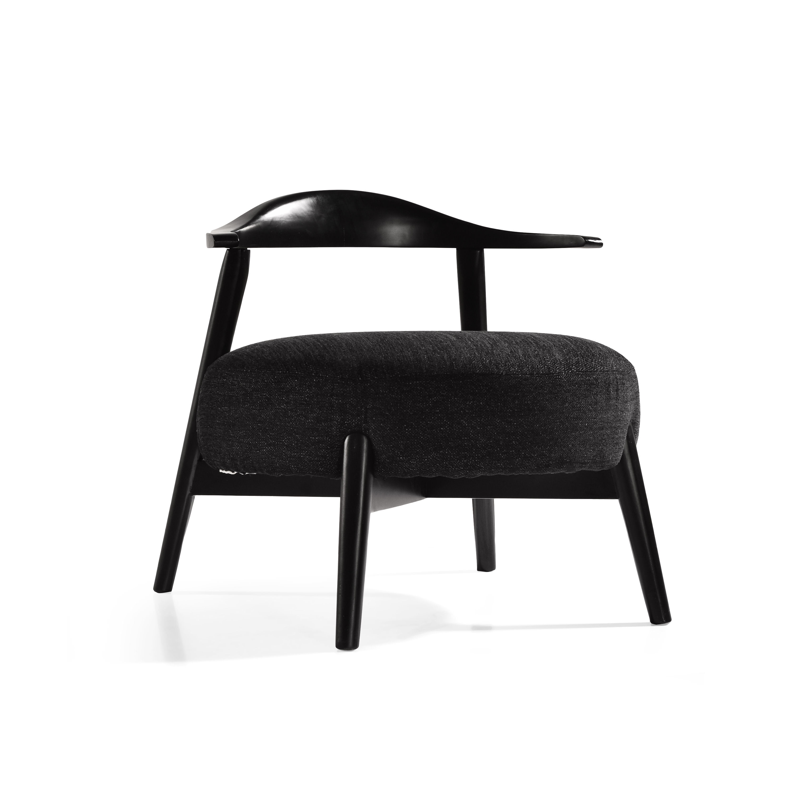 GDF Studio Acamar Polyester and Birch Wishbone Accent Chair, Black ...