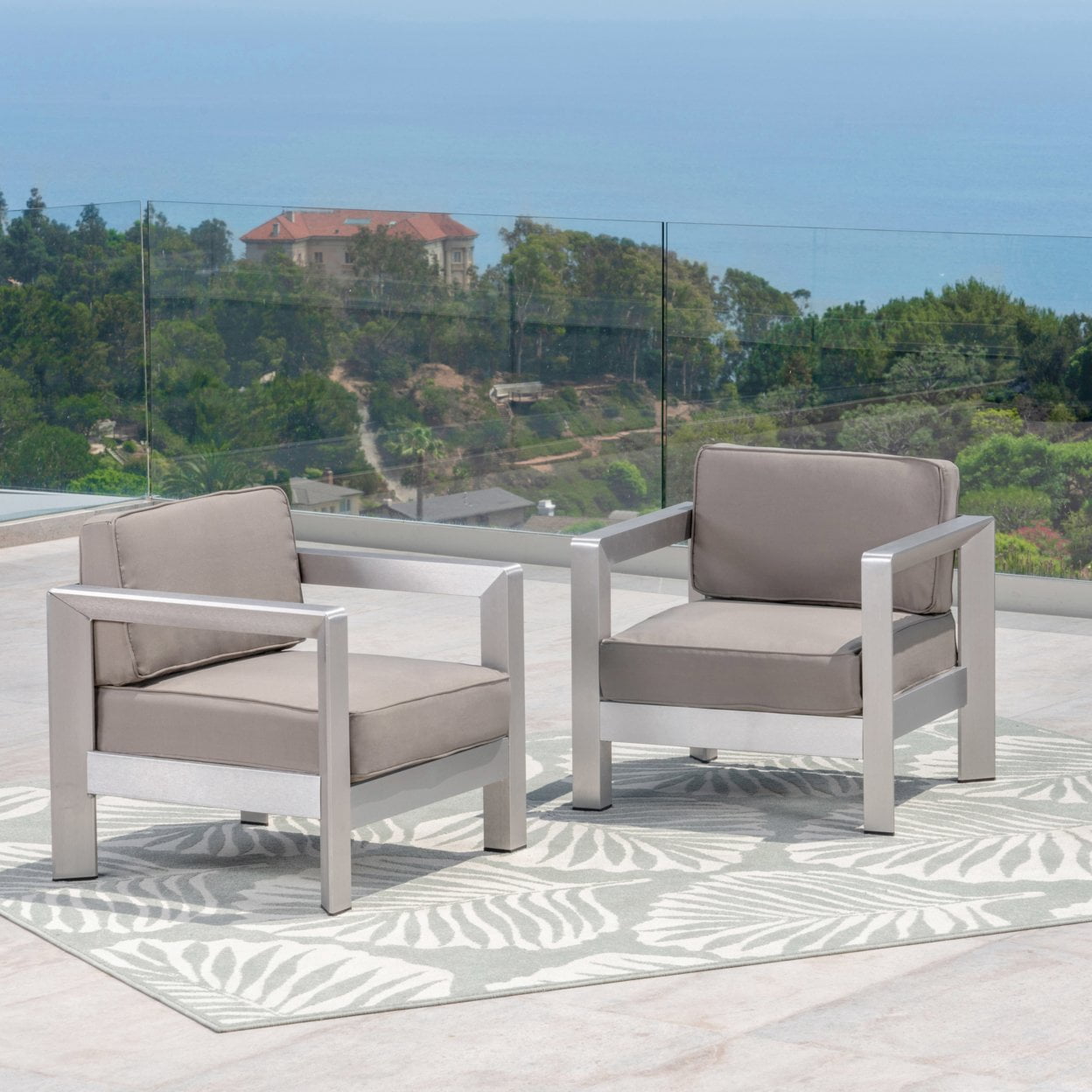 Free Shipping! GDF Studio Alec Outdoor Aluminum Club Chairs with ...