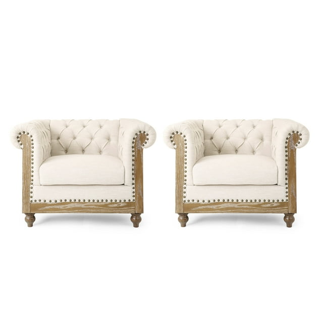 GDF Studio Alejandro Chesterfield Fabric Tufted Club Chairs with ...