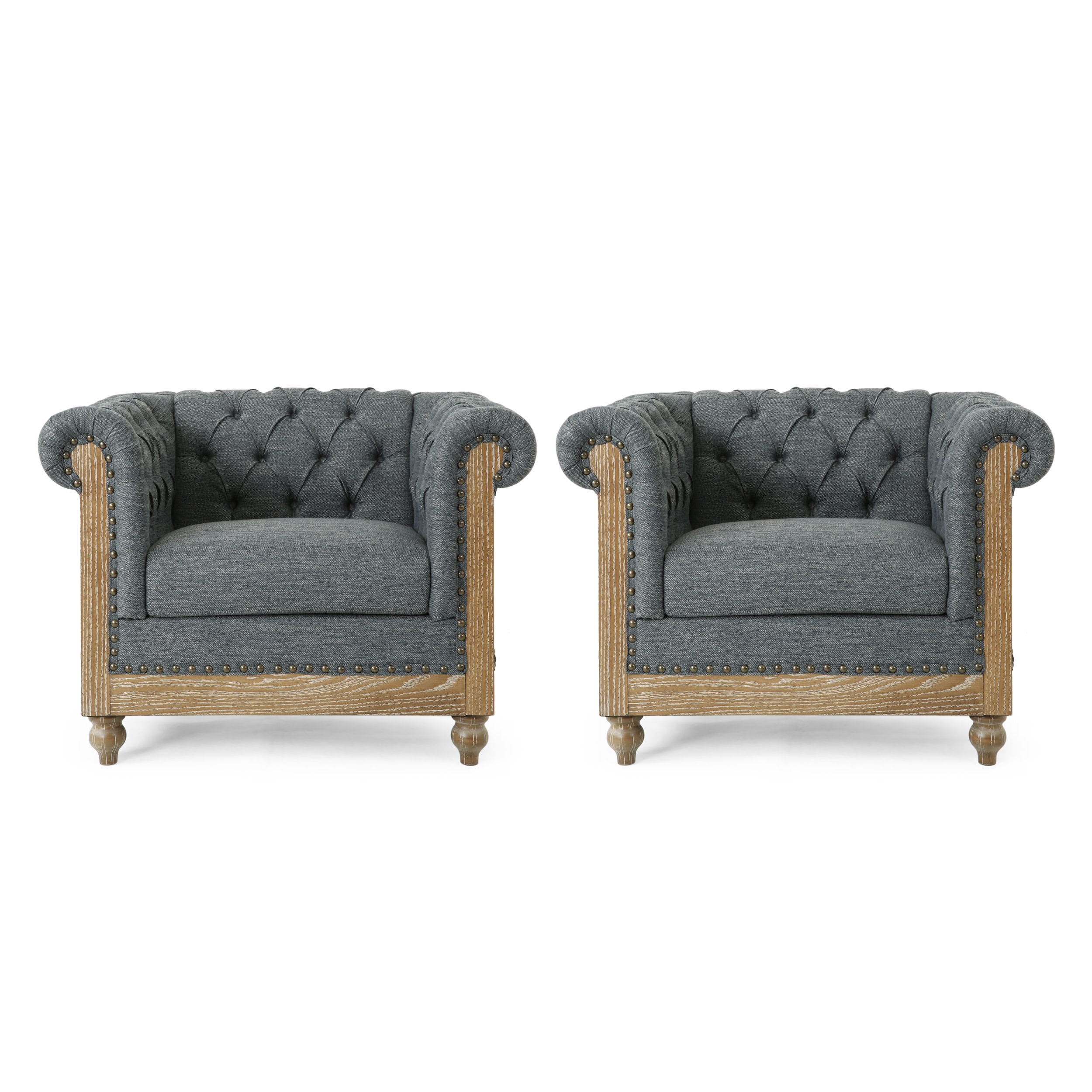 GDF Studio Alejandro Chesterfield Fabric Tufted Club Chairs, Set of 2 ...