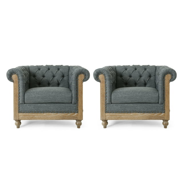 GDF Studio Alejandro Chesterfield Fabric Tufted Club Chairs, Set of 2 ...