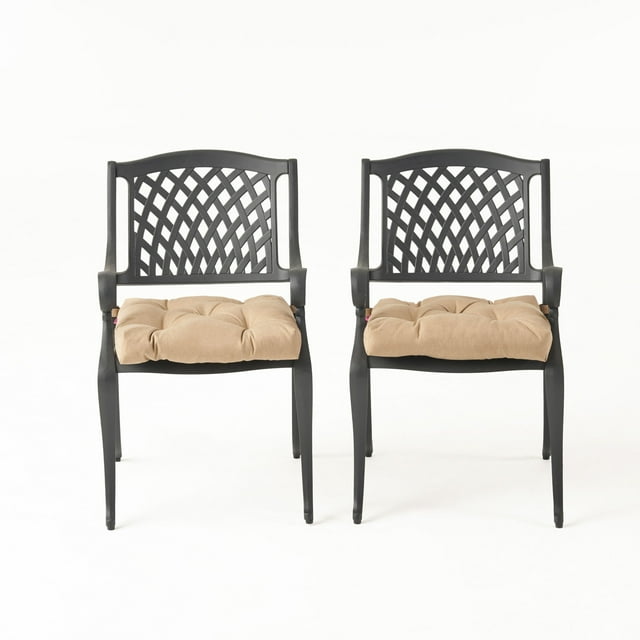 GDF Studio Allee Outdoor Dining Chair with Cushion (Set of 2), Antique ...