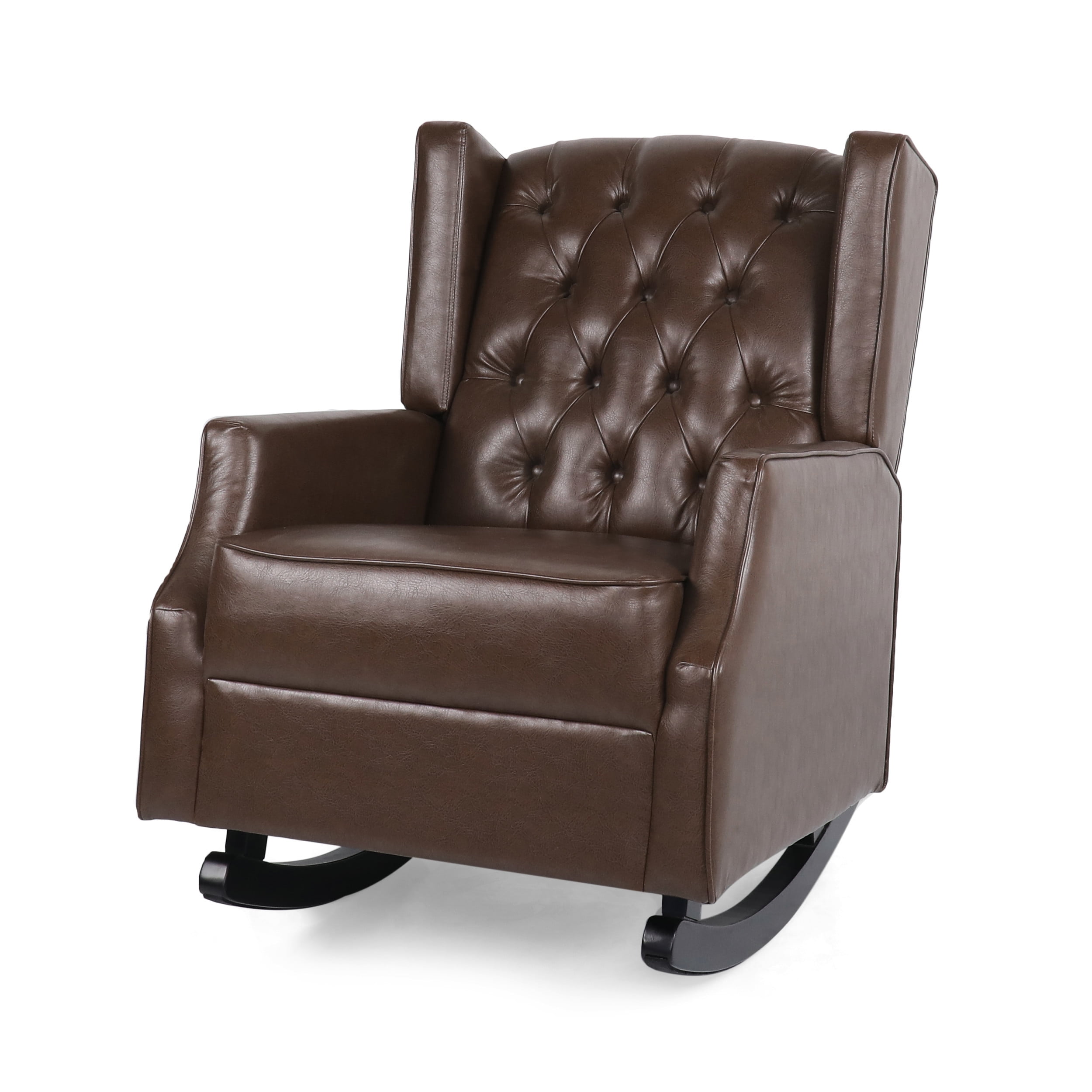 GDF Studio Amedou Modern Wingback Faux Leather Tufted Rocking Chair ...