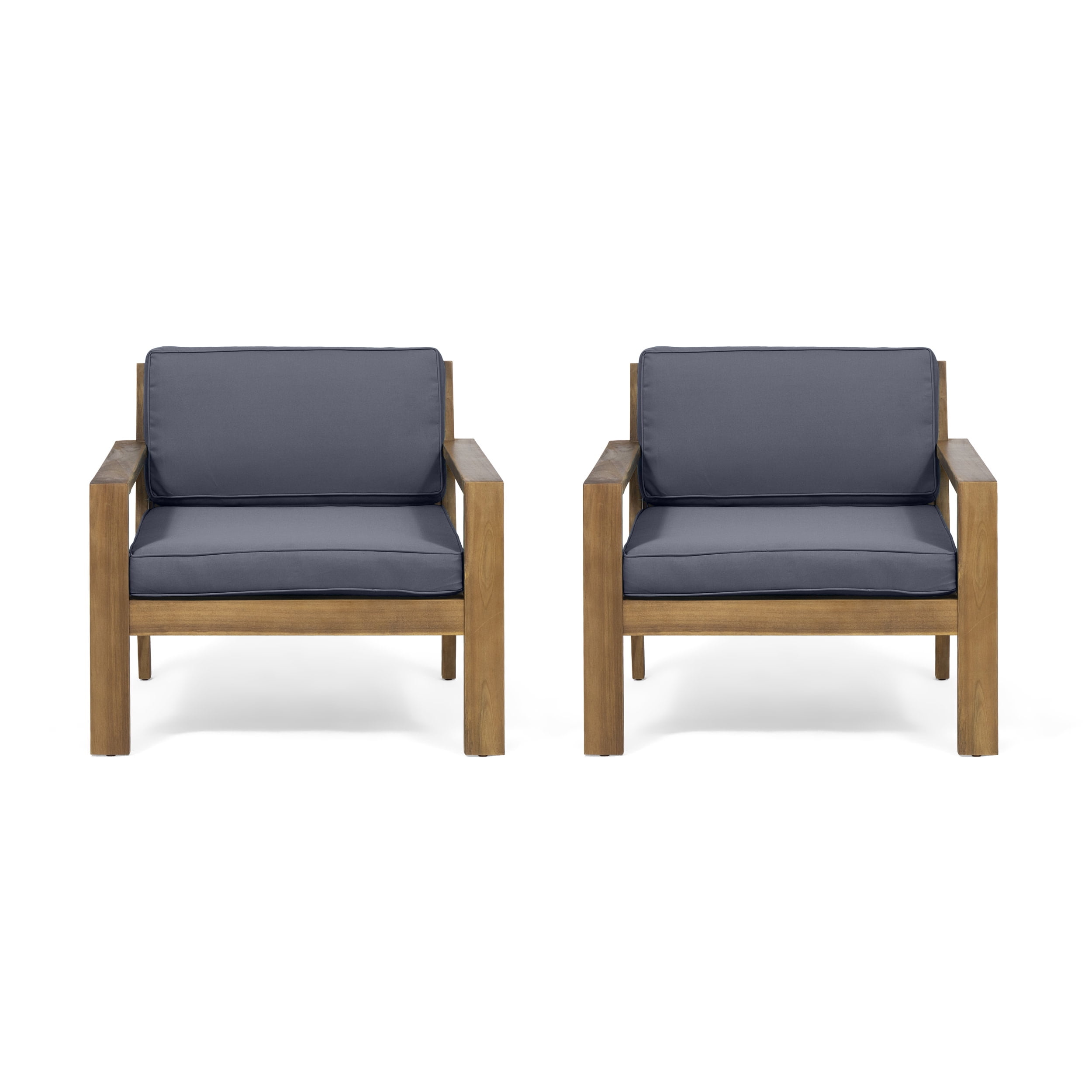 GDF Studio Antoine Outdoor Acacia Wood Club Chairs with Cushions, Set ...