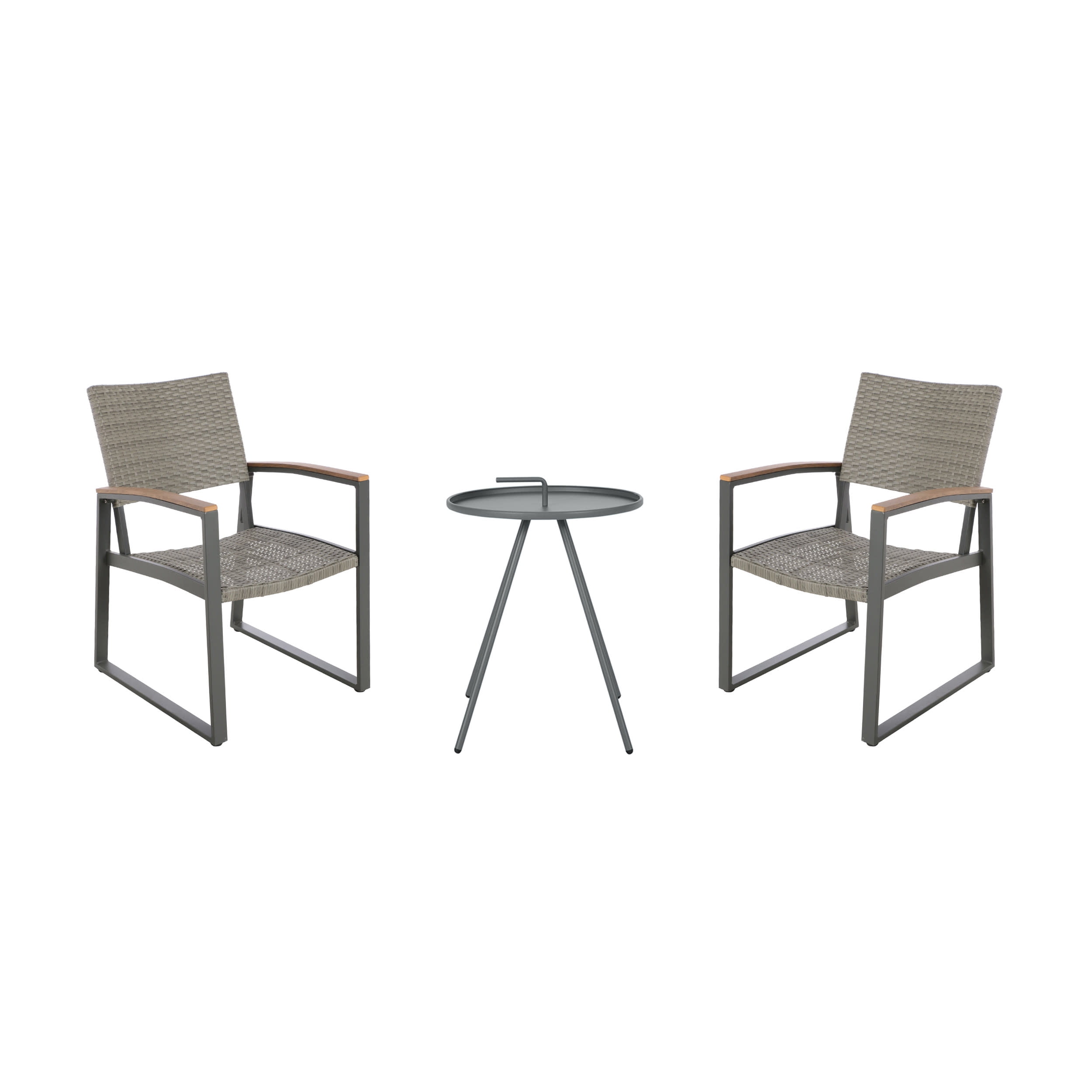 GDF Studio Augusta Outdoor Aluminum 3 Piece Chat Set, Natural and Gray ...