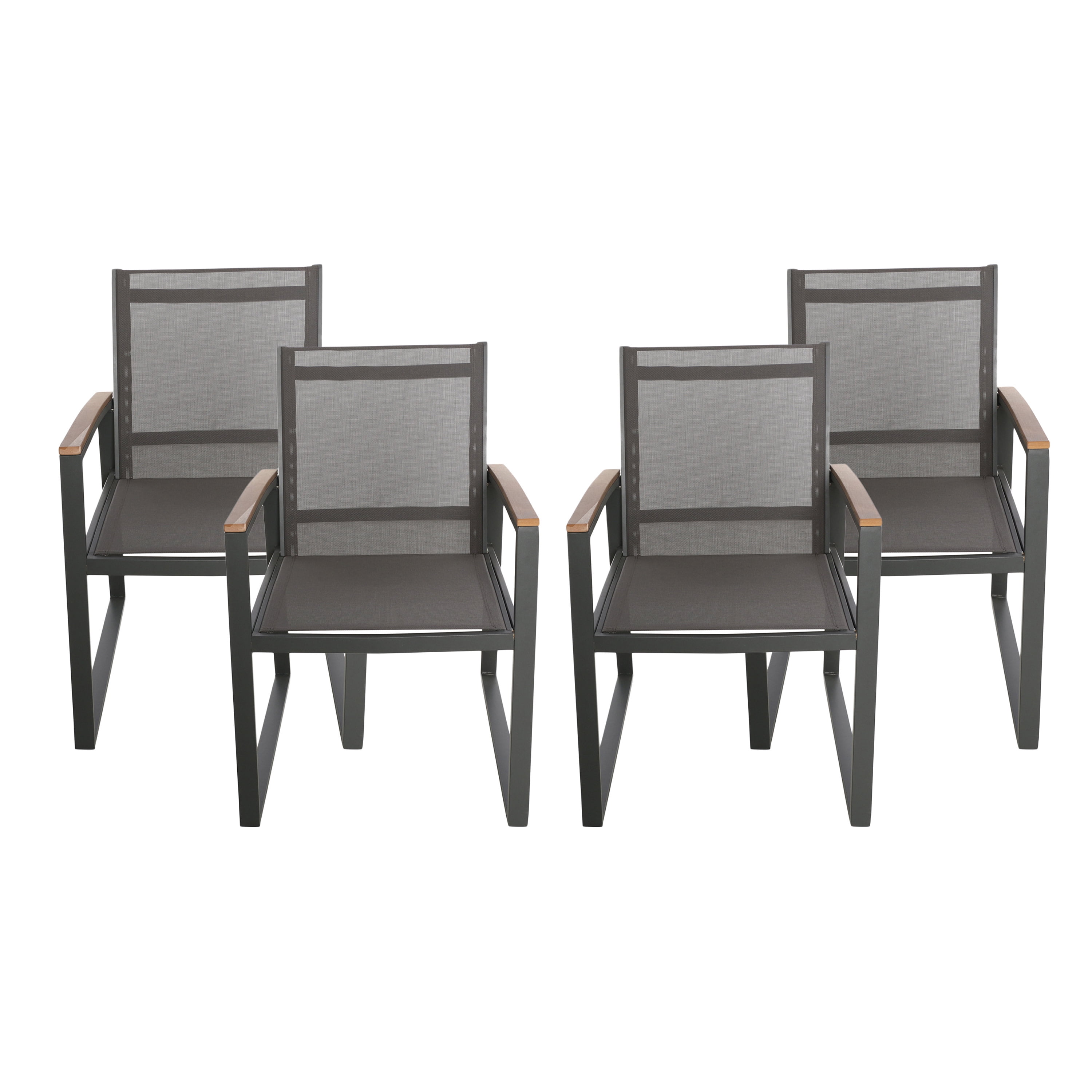 GDF Studio Augusta Outdoor Aluminum Dining Chairs with Faux Wood ...
