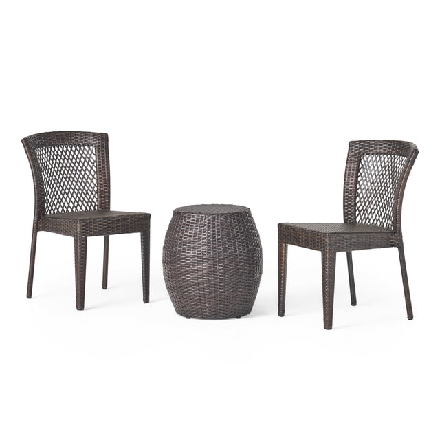 GDF Studio Avalon Outdoor Wicker 3 Piece Stacking Chair Chat Set ...
