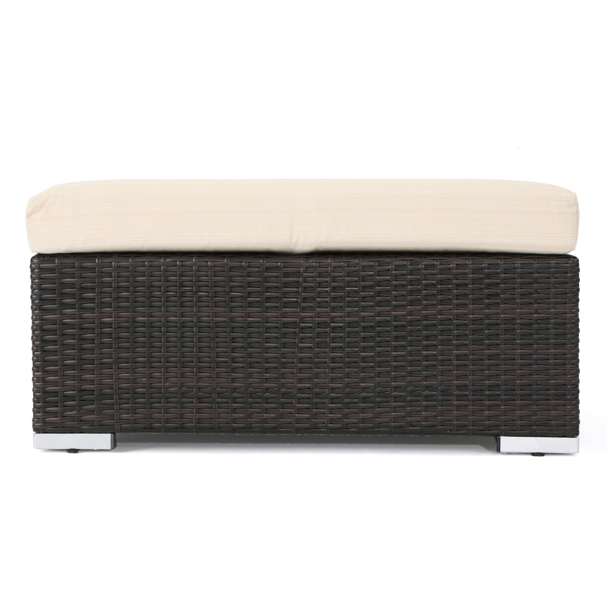 GDF Studio Avianna Outdoor Wicker Ottoman with Cushion, Multibrown ...