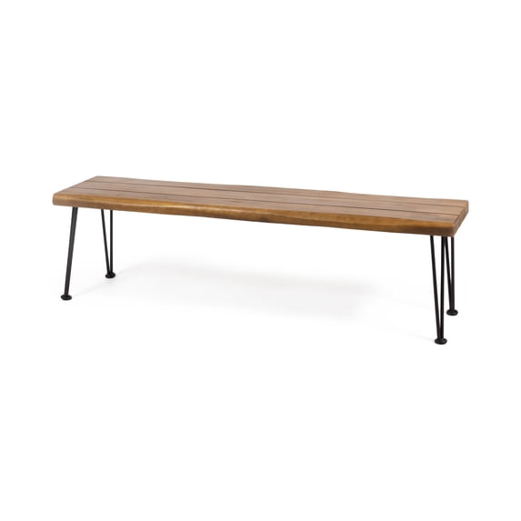 GDF Studio Avy Outdoor Modern Industrial Acacia Wood Bench with Hairpin ...