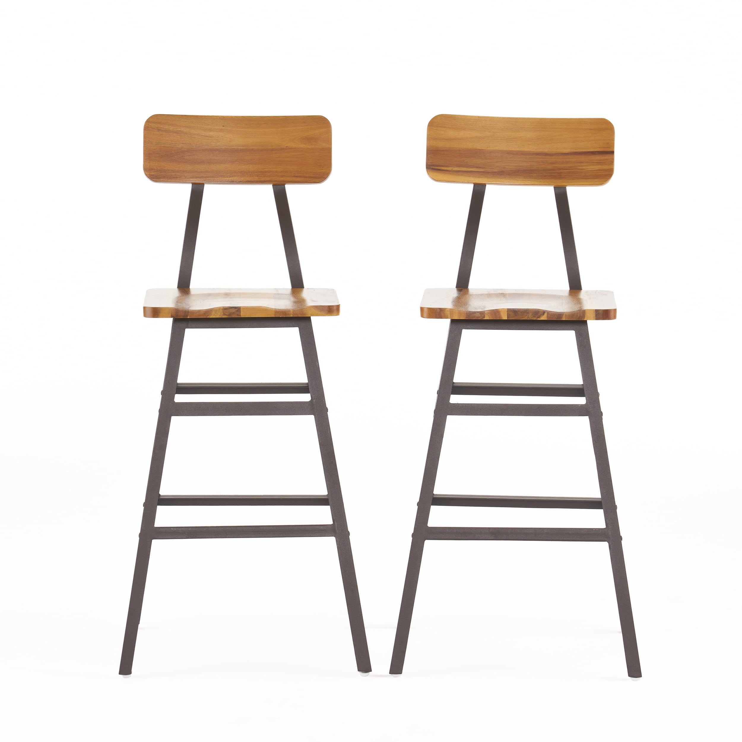 GDF Studio Bar Stools, Full Back, Natural Stained Set of 2, 28 ...