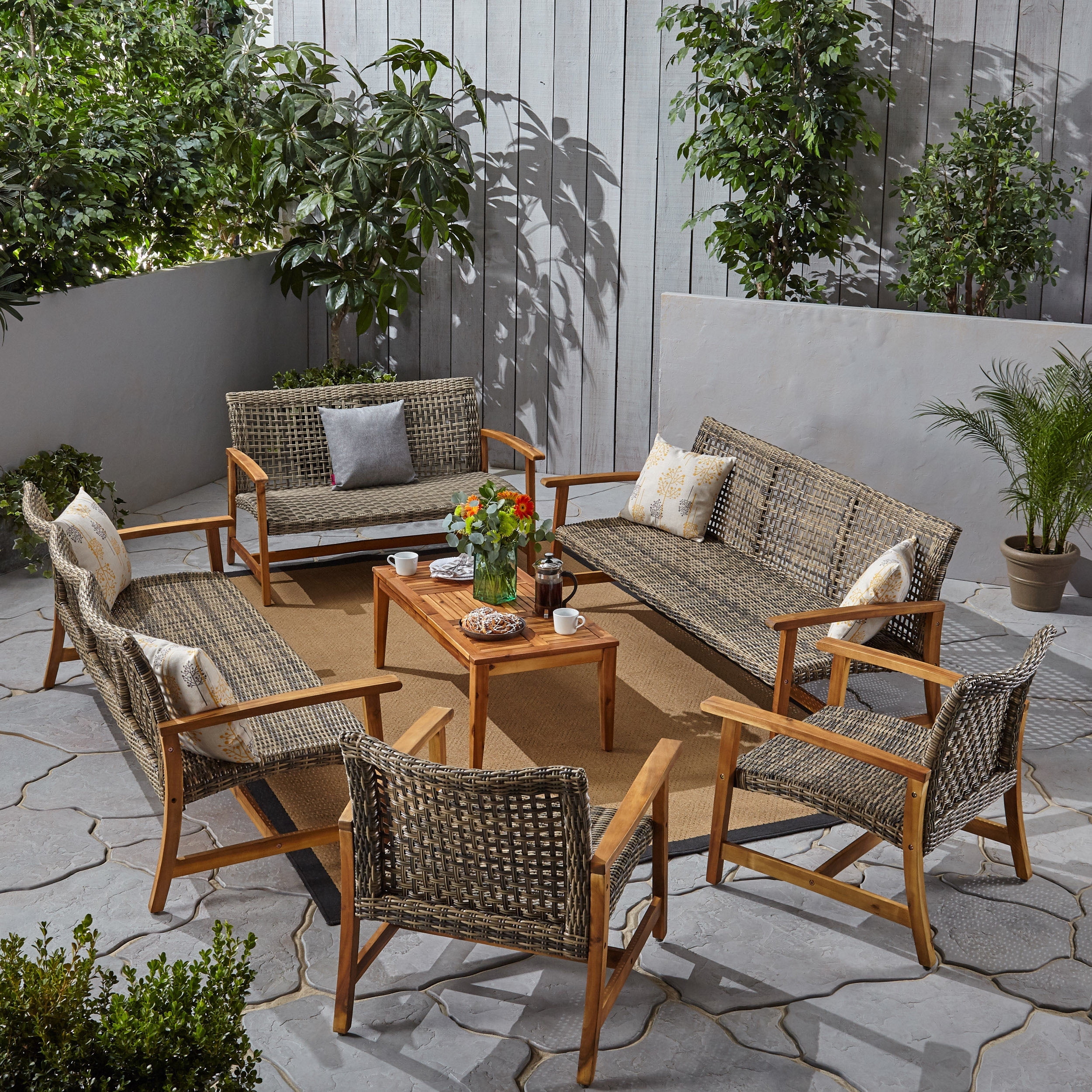 GDF Studio Quality Patio Furniture: Outdoor 6 Piece Sofa and Loveseat ...