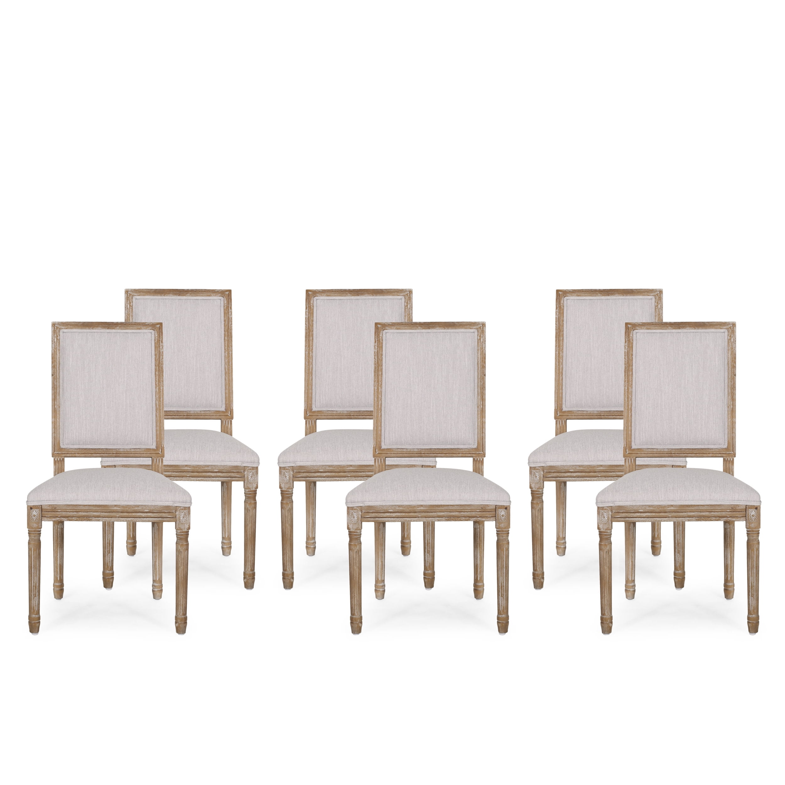GDFSTUDIO Beckstrom French Country Upholstered Dining Chairs, Set of 6 ...