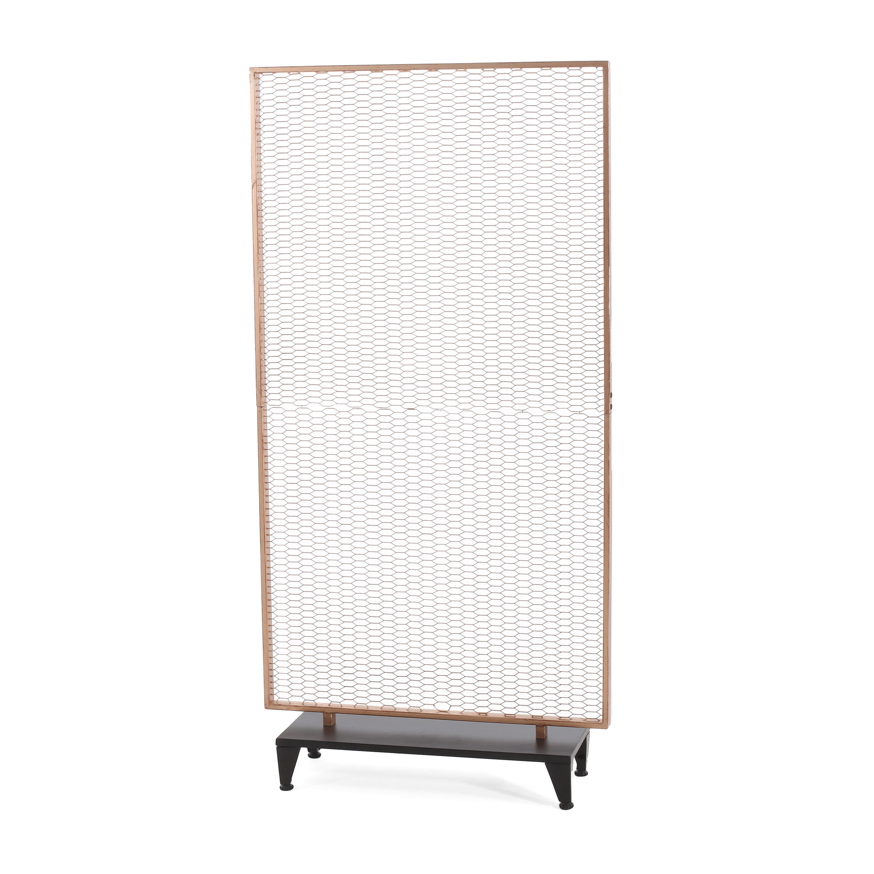 GDF Studio Bellic Modern Iron Mesh Room Divider, Warm Gold and Black ...