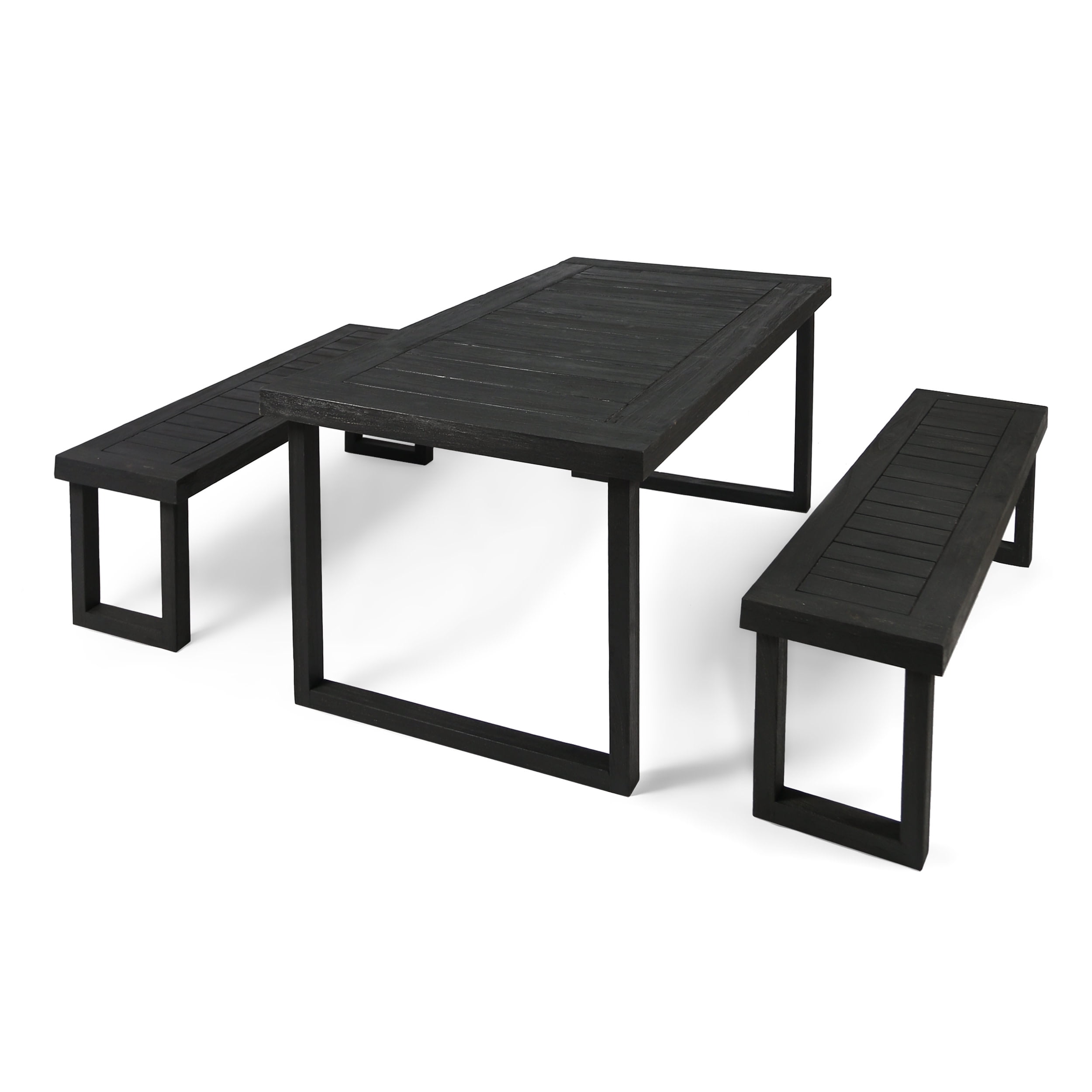 GDF Studio Bies Outdoor Acacia Wood Picnic Set, Dark Gray - Walmart.com