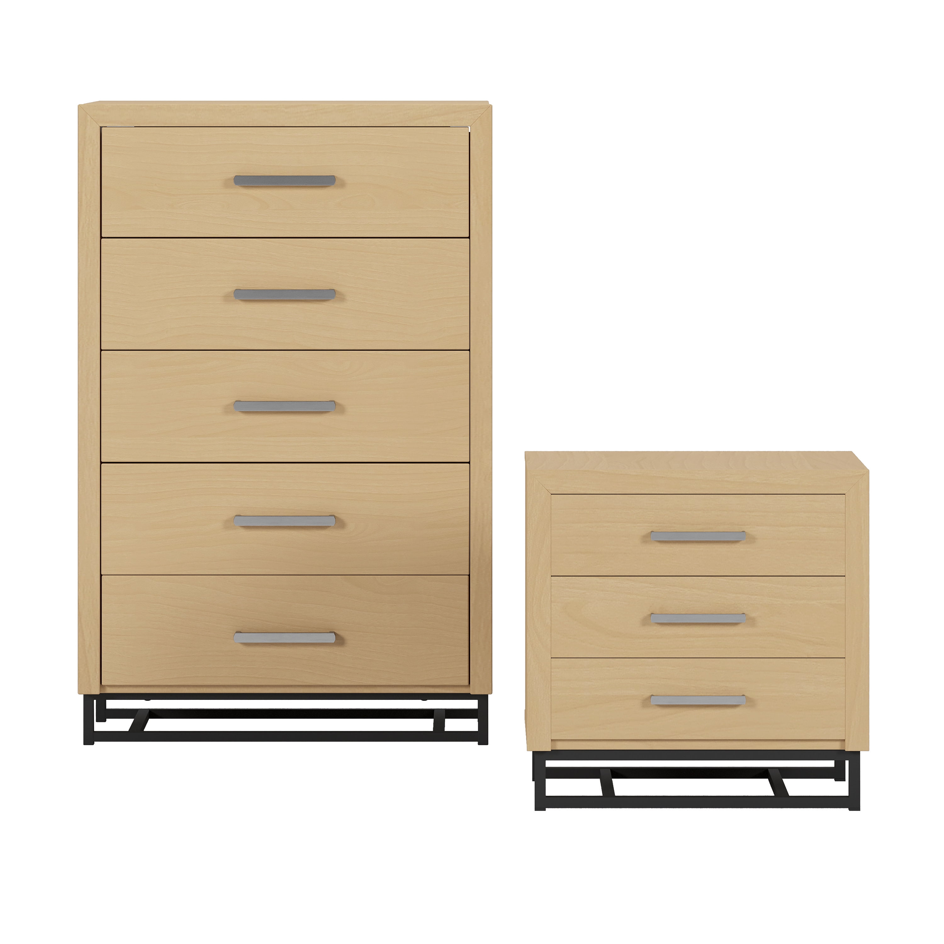 GDF Studio Borah Contemporary Faux Wood 2 Piece 5 Drawer Dresser and ...