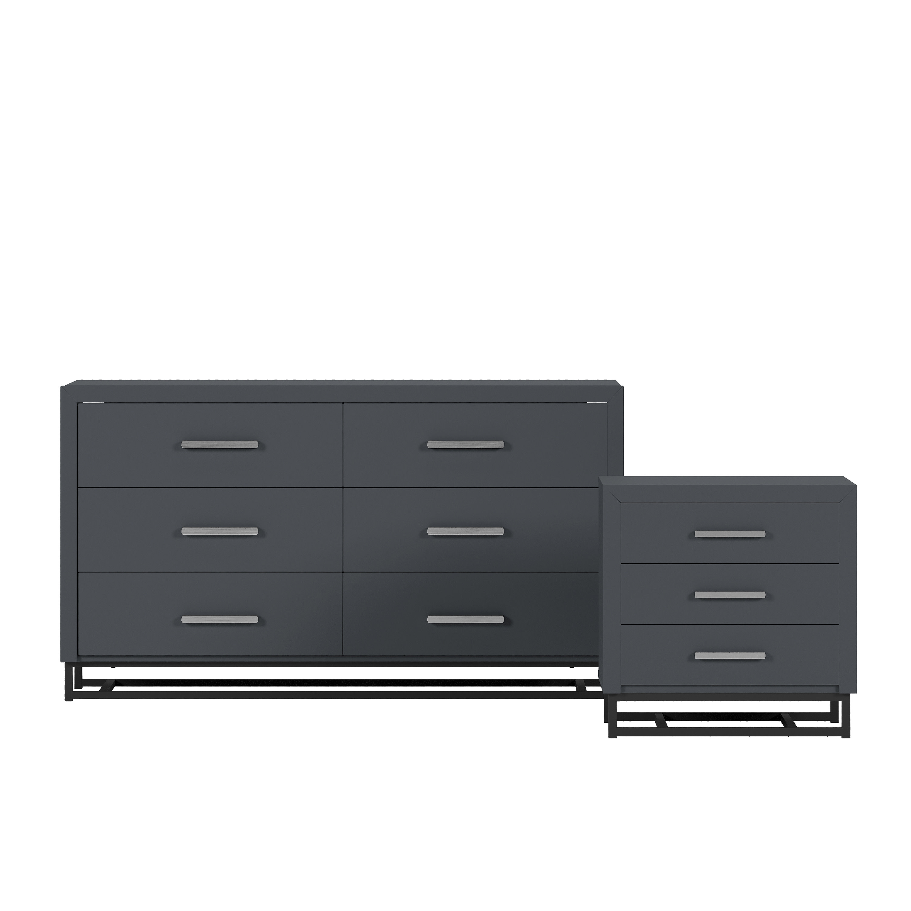 GDF Studio Borah Contemporary Faux Wood 2 Piece Double Dresser and ...