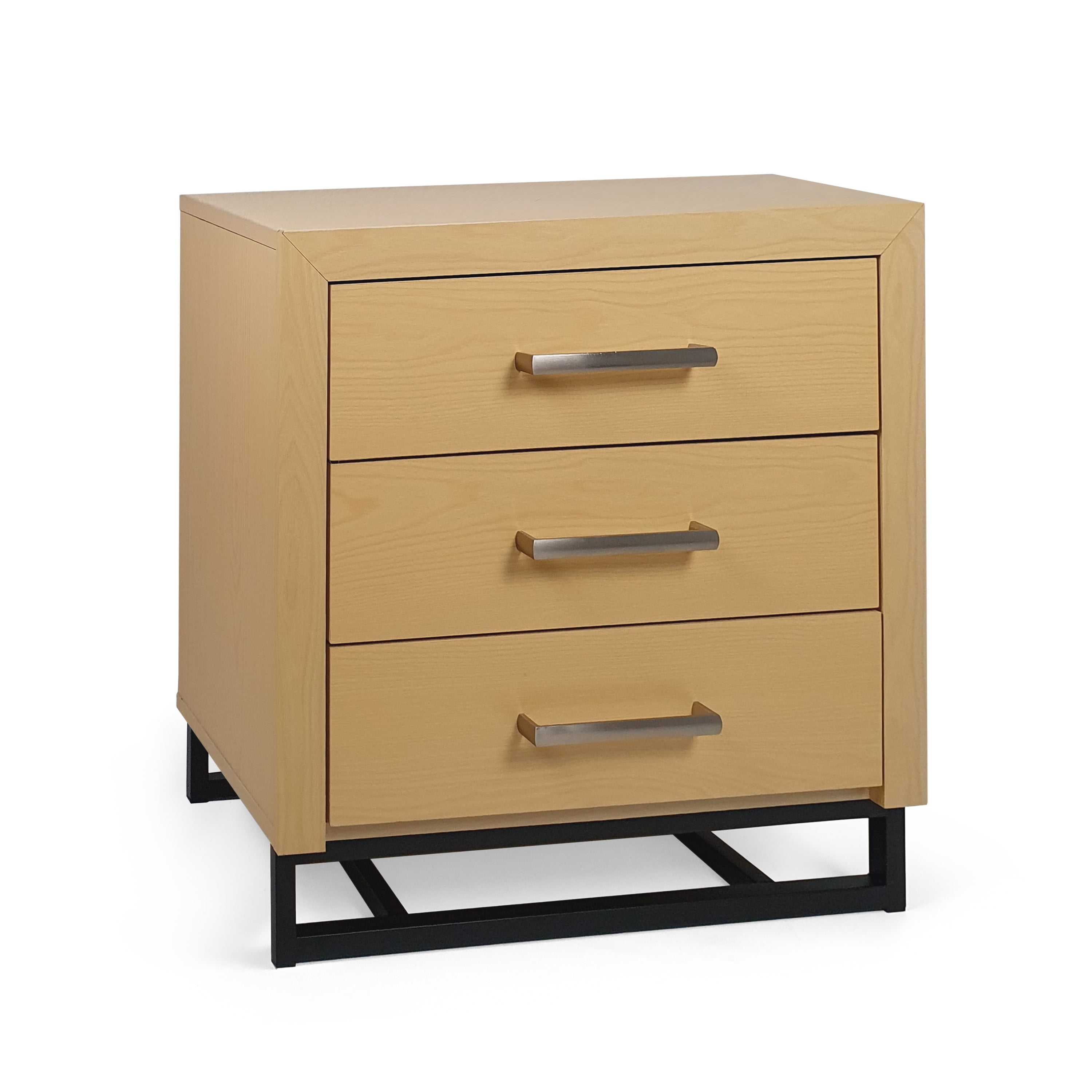 GDF Studio Borah Contemporary Faux Wood 3 Drawer Nightstand, Natural ...