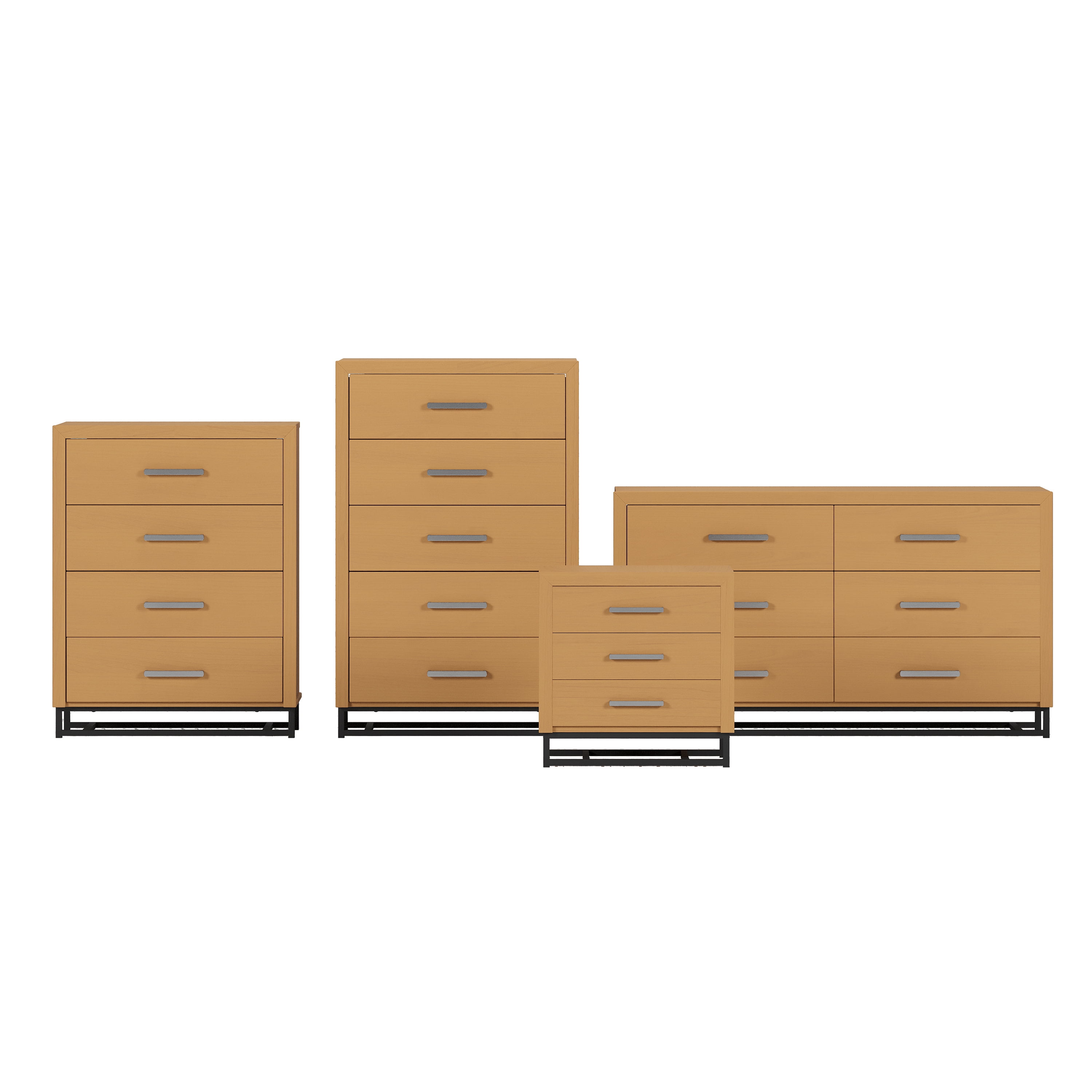GDF Studio Borah Contemporary Faux Wood 4 Piece Bedroom Set, Maple and ...