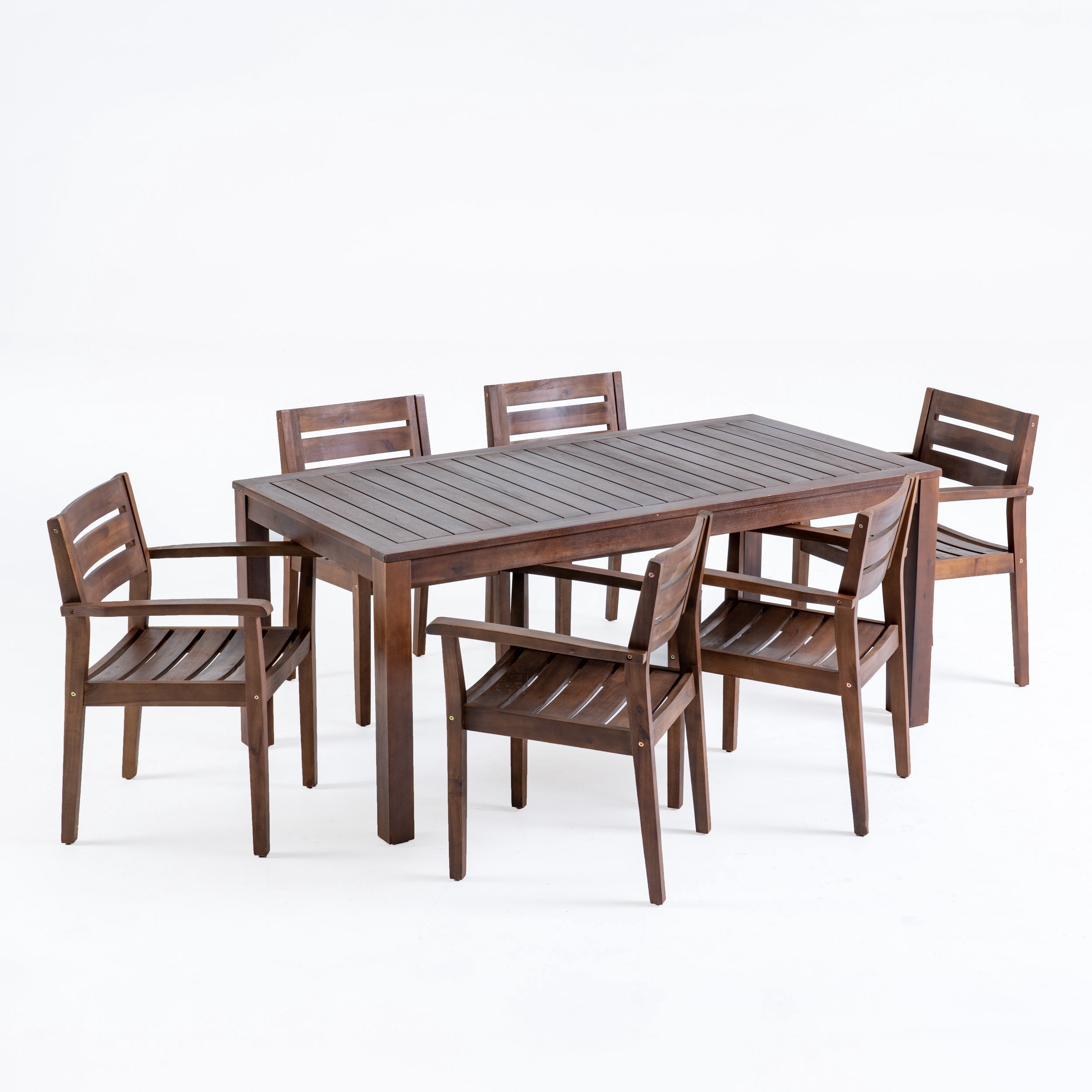 GDF Studio Boynton 7-Piece Wooden Patio Furniture Set with Table ...