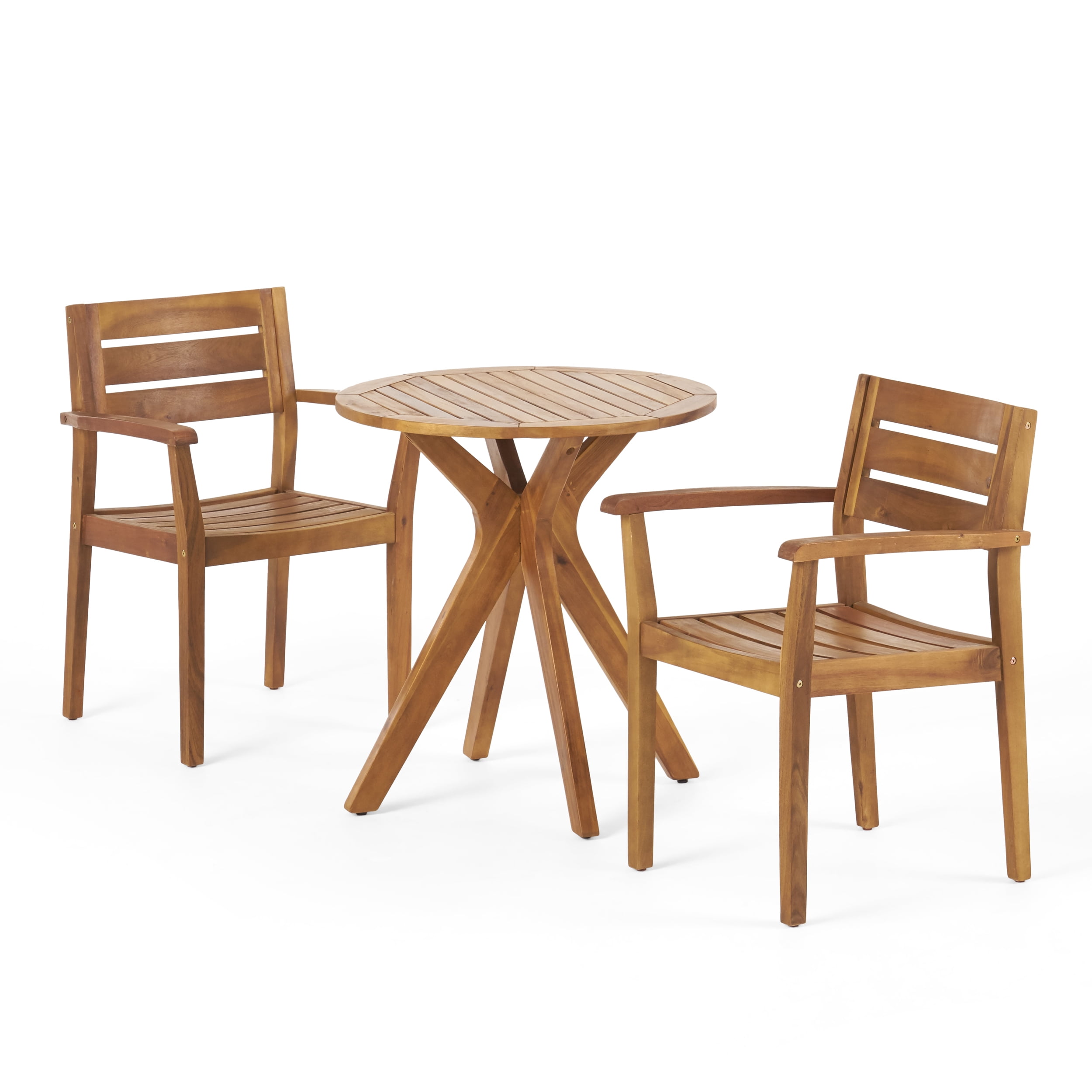 GDF Studio Brigitte Outdoor Acacia Wood 3 Piece Bistro Set, Teak ...