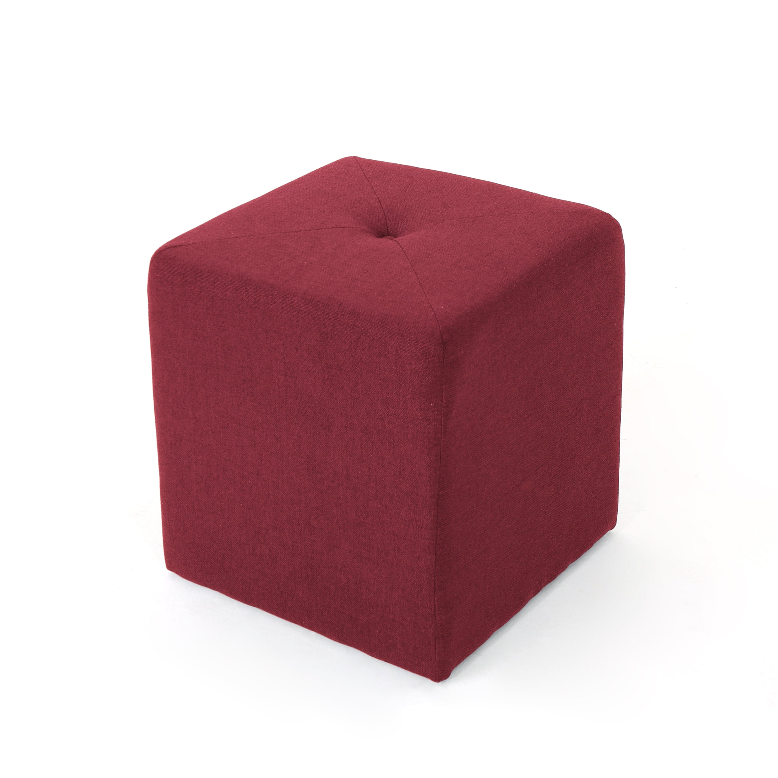 GDF Studio Brooks Contemporary Fabric Tufted Square Ottoman, Deep Red ...