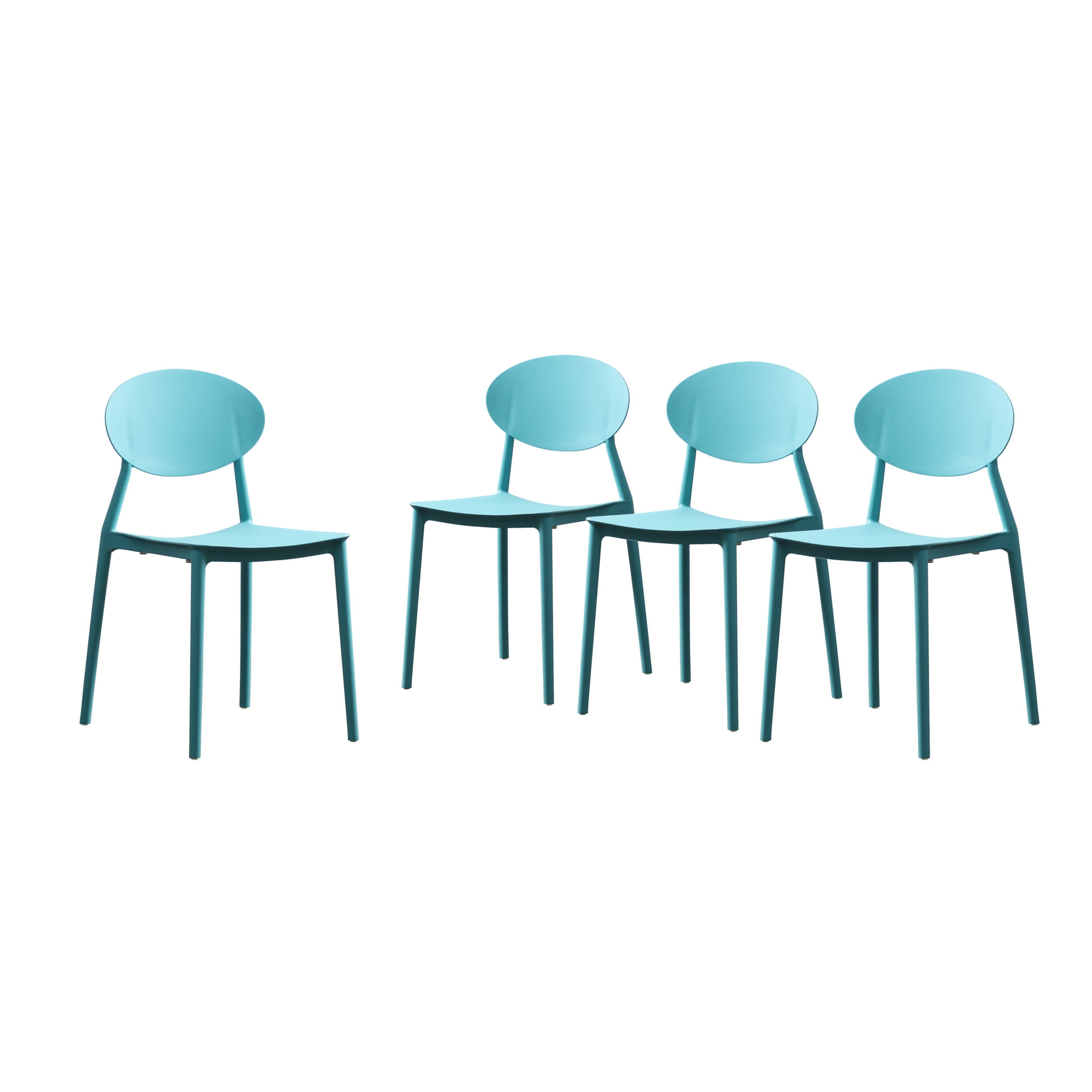 GDF Studio Brynn Indoor/Outdoor Stacking Dining Chairs, Set of 4, Teal ...
