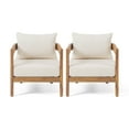 GDF Studio Outdoor Acacia Wood Club Chairs with Cushions, Set of 2 ...