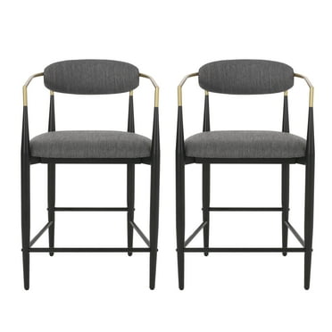 GDF Studio Oneida Rustic Fabric Upholstered Wood and Cane Barstools ...