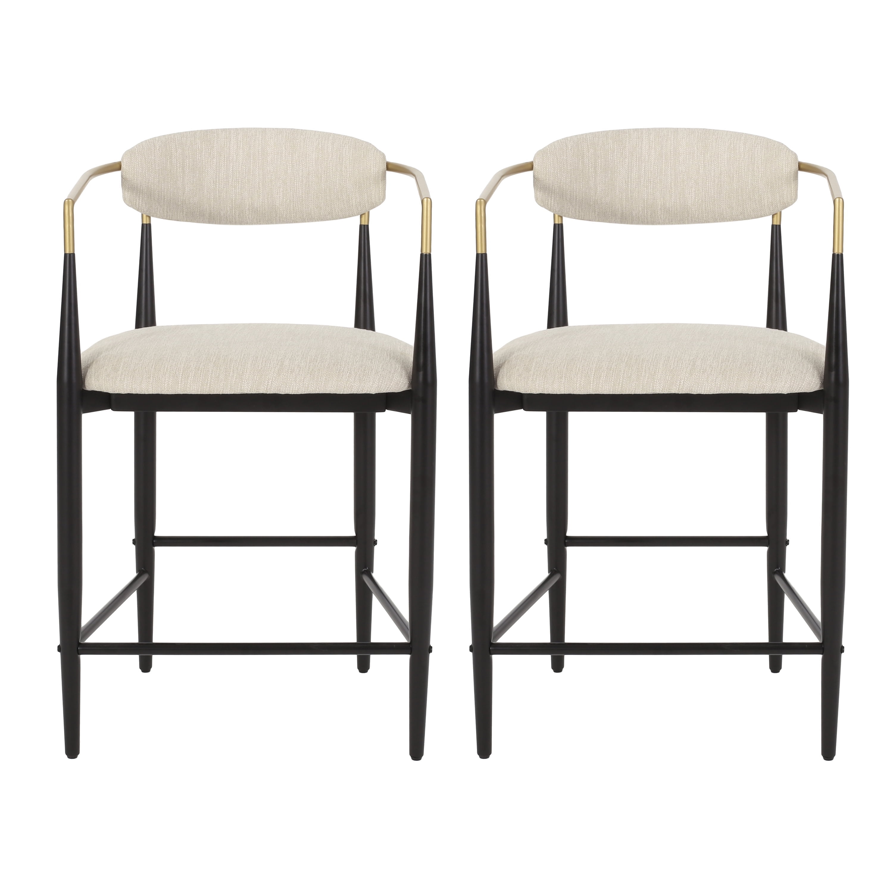 GDF Studio Camas Modern Fabric Upholstered 25in Barstools, Iron Frame ...
