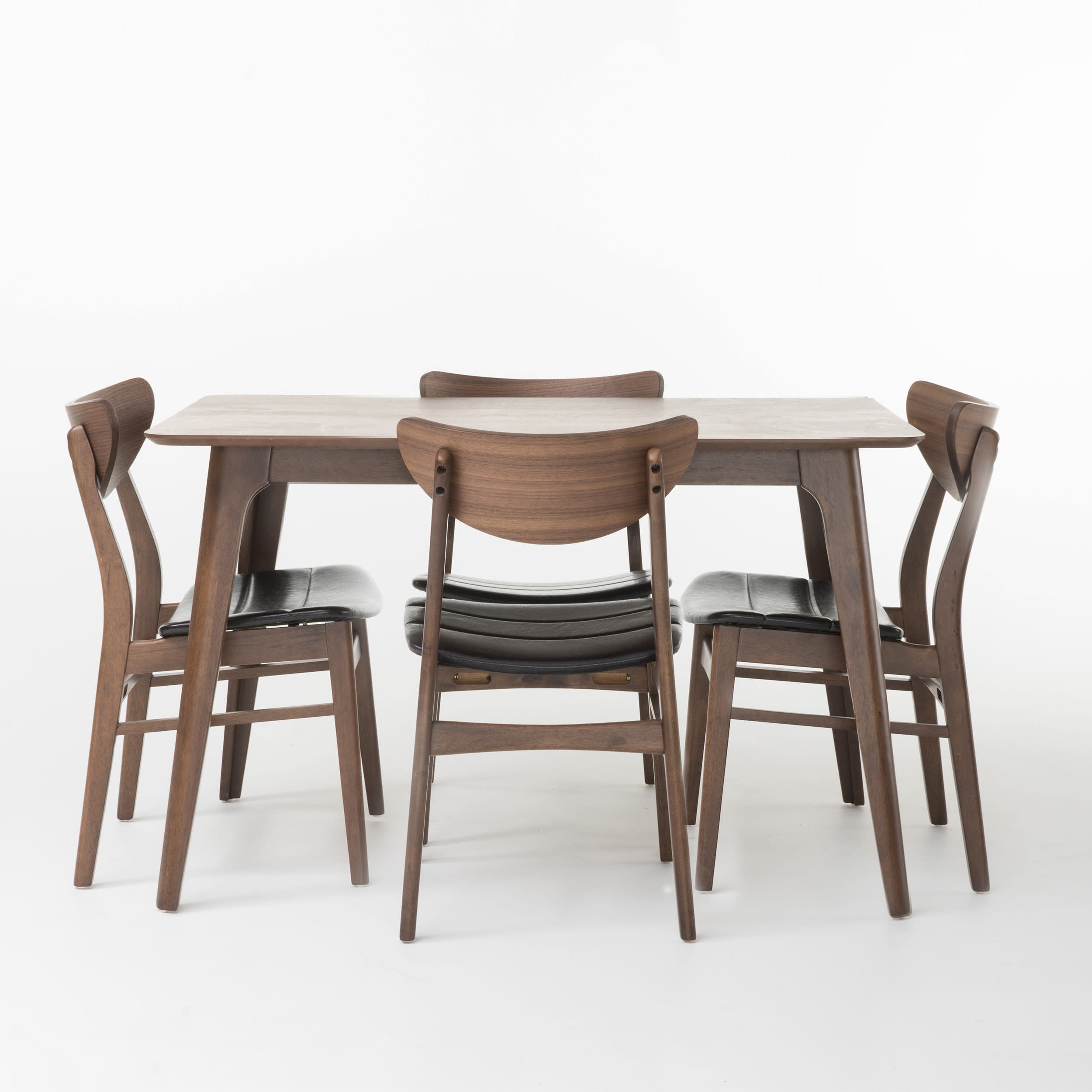 GDF Studio Canisbay Mid Century Modern Faux Leather Upholstered 5 Piece ...