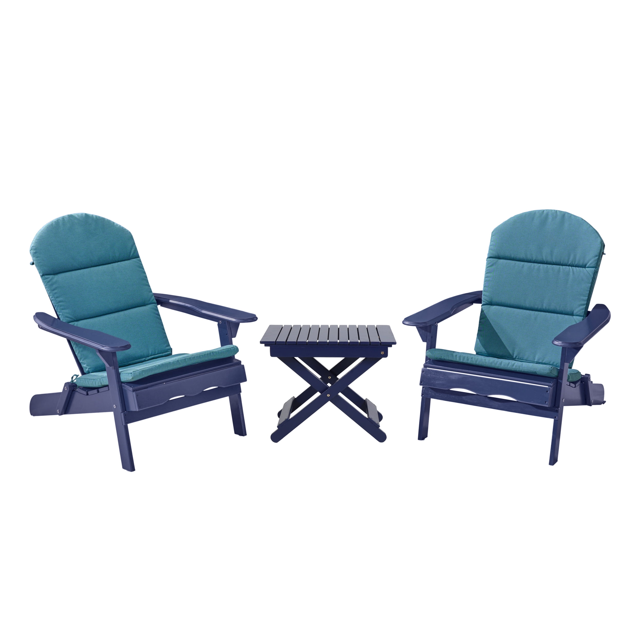 GDF Studio Cartagena Outdoor Acacia Wood 3 Piece Adirondack Chair Chat ...