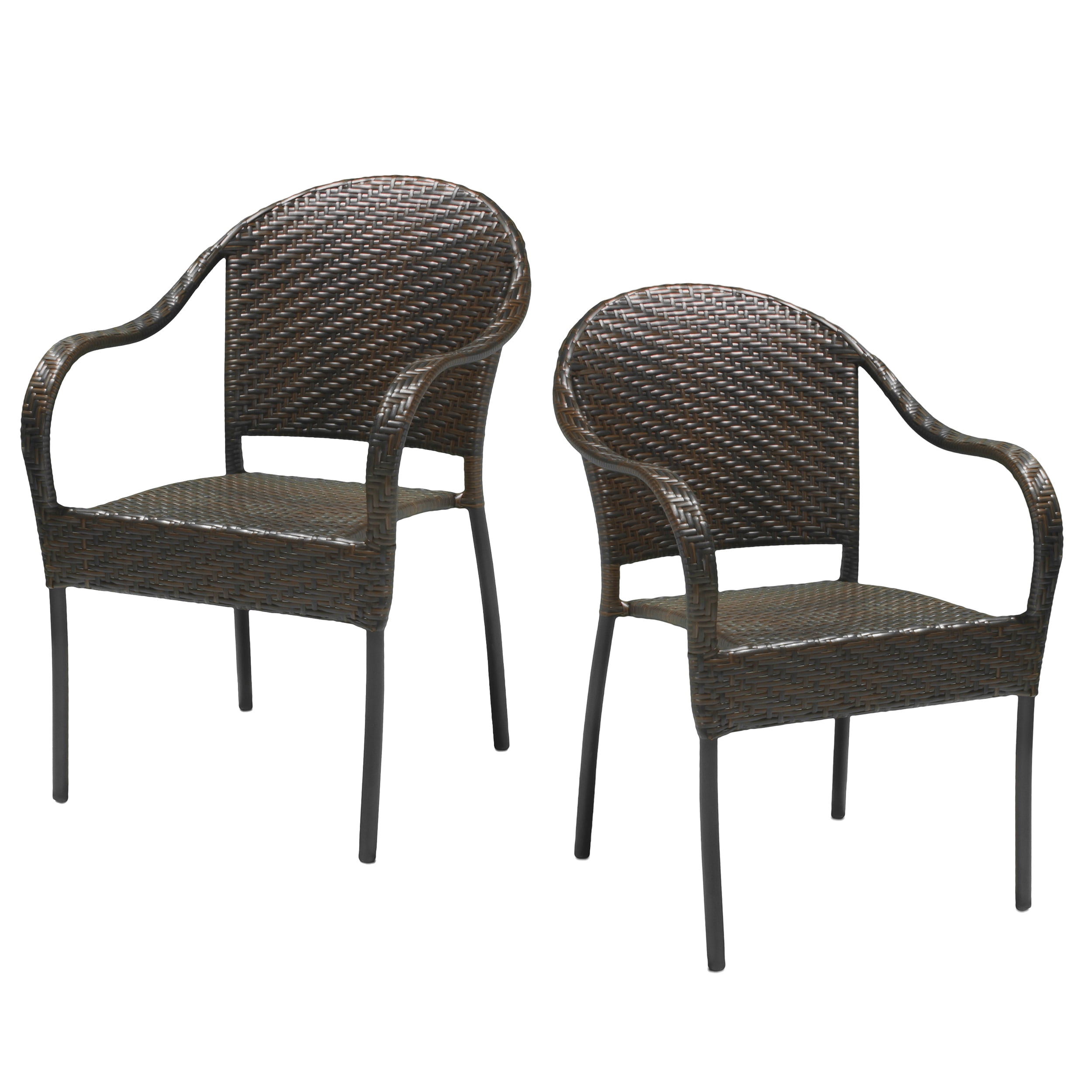 GDF Studio Cerelia Outdoor Wicker Stacking Dining Chairs, Set of 2 ...