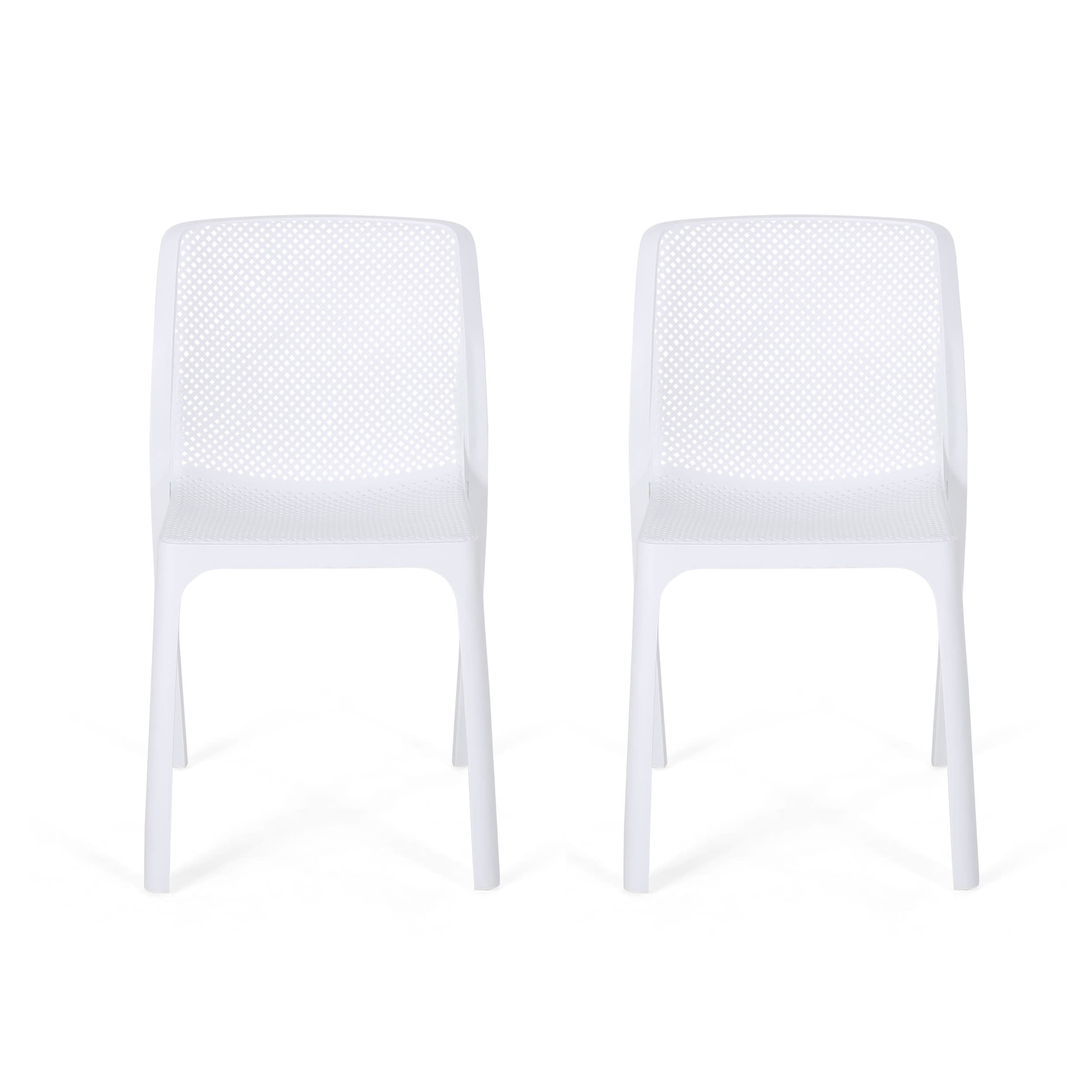 GDF Studio Chelsea Indoor/Outdoor Plastic Stacking Dining Chairs, Set ...