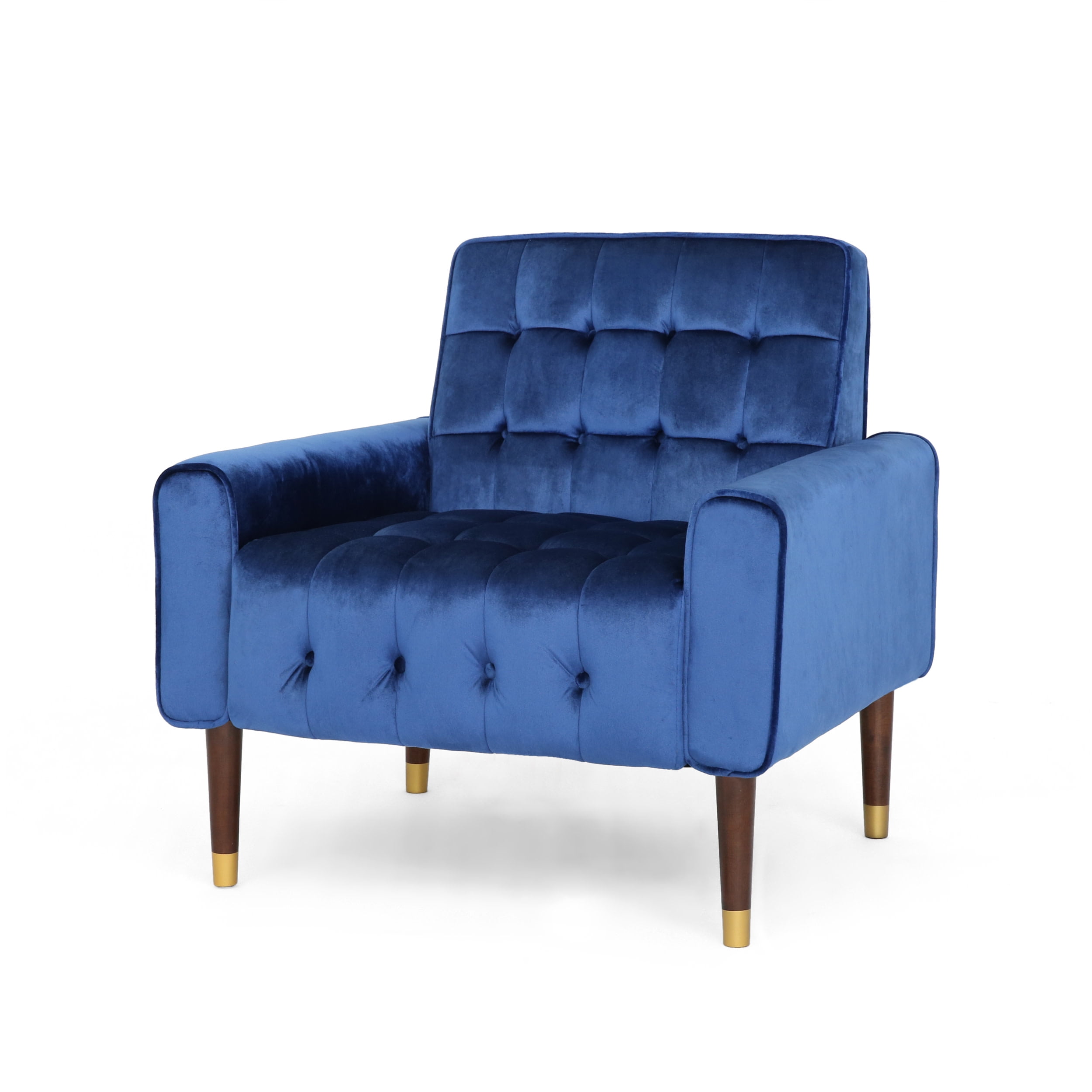 GDF Studio Chesaco Modern Glam Velvet Tufted Armchair, Navy Blue and ...