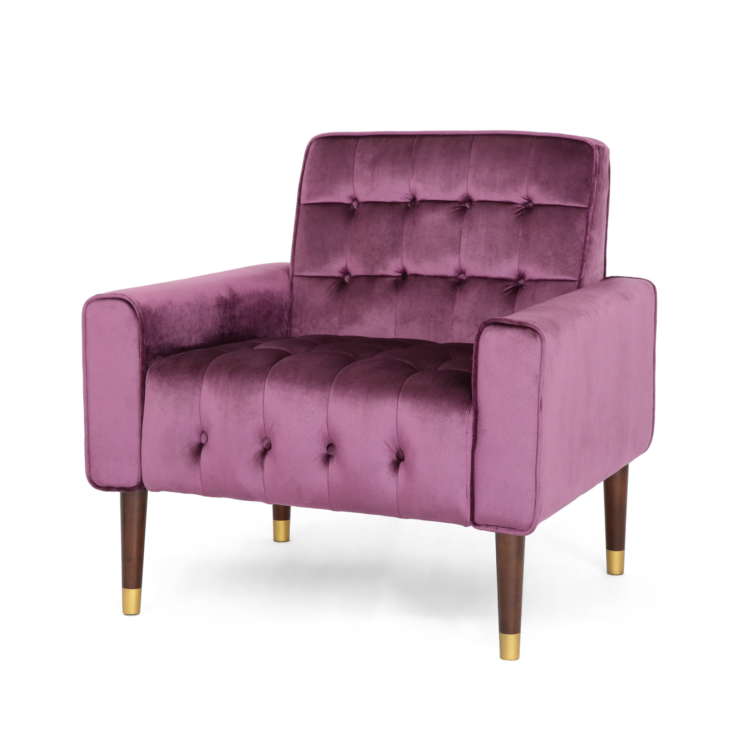 GDF Studio Chesaco Modern Glam Velvet Tufted Armchair, Raisin and Dark ...