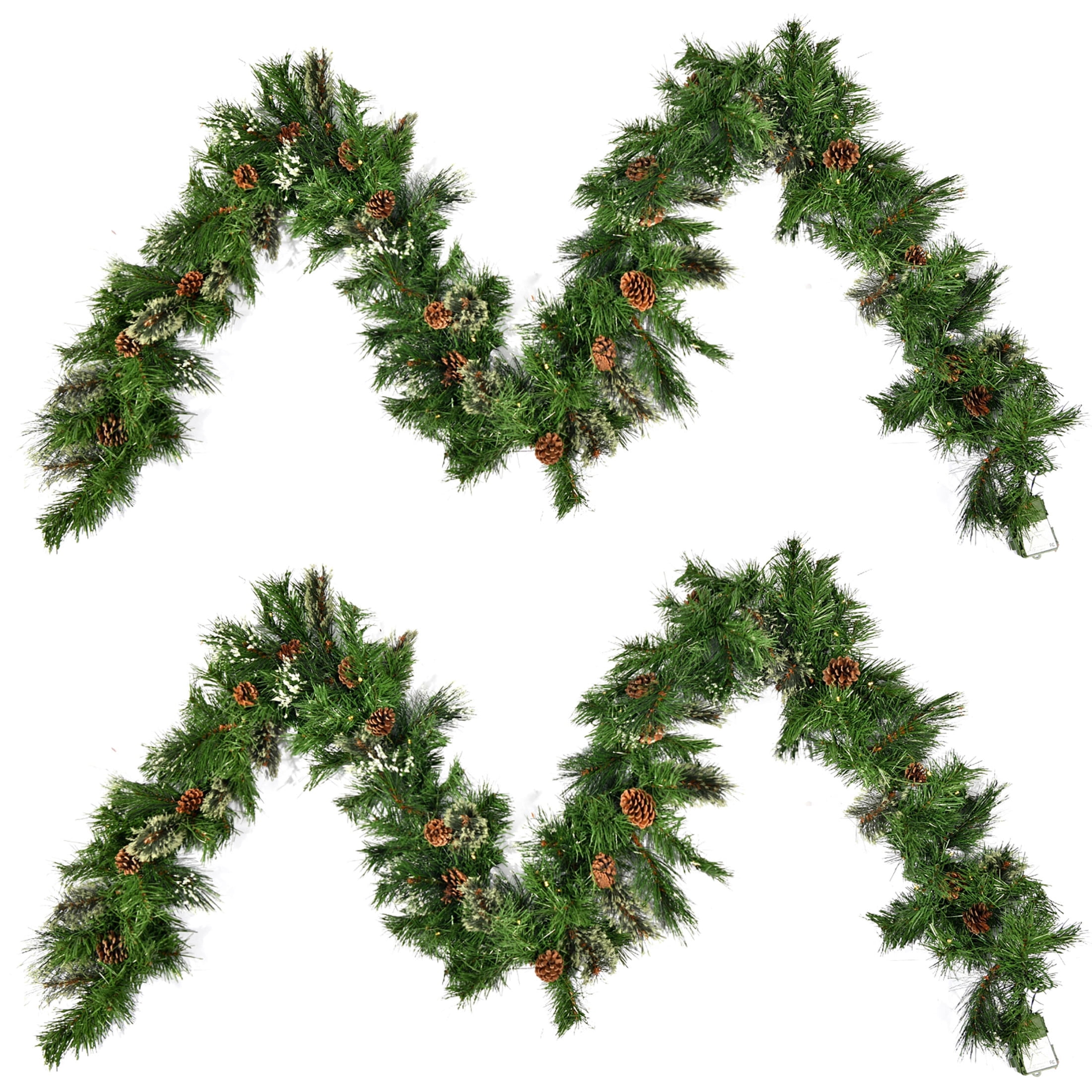 GDF Studio Christmas Garland with Mixed Needles, 20 Pine Cones, 50 LED ...
