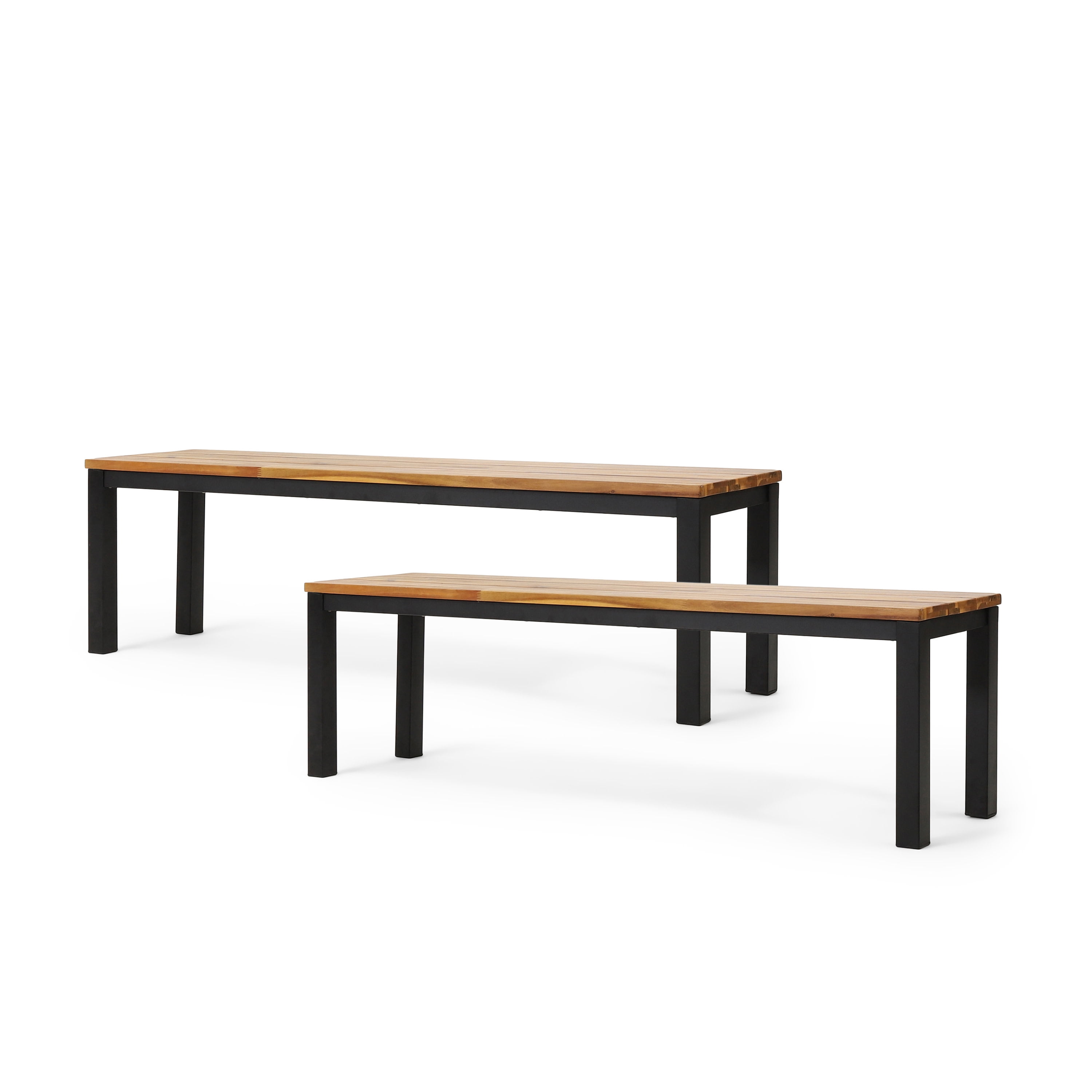 GDF Studio Colcord Outdoor Acacia Wood and Iron Dining Bench, Teak ...