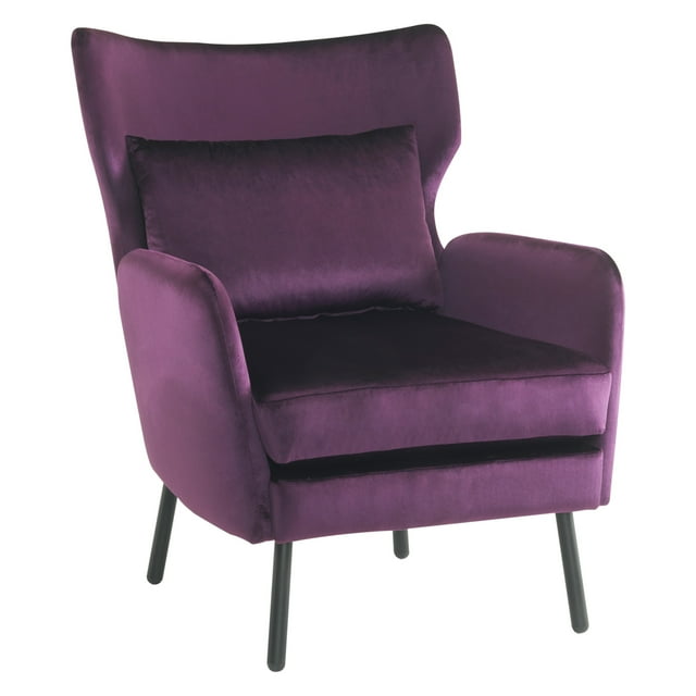 GDF Studio Contemporary Velvet Wingback Lounge Chair with Extra Pillow ...