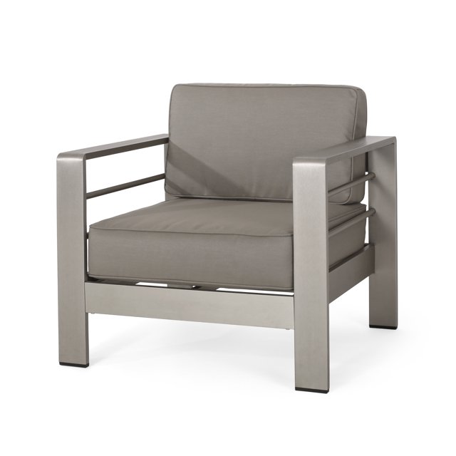 GDF Studio Crested Bay Outdoor Aluminum Club Chair with Optional ...